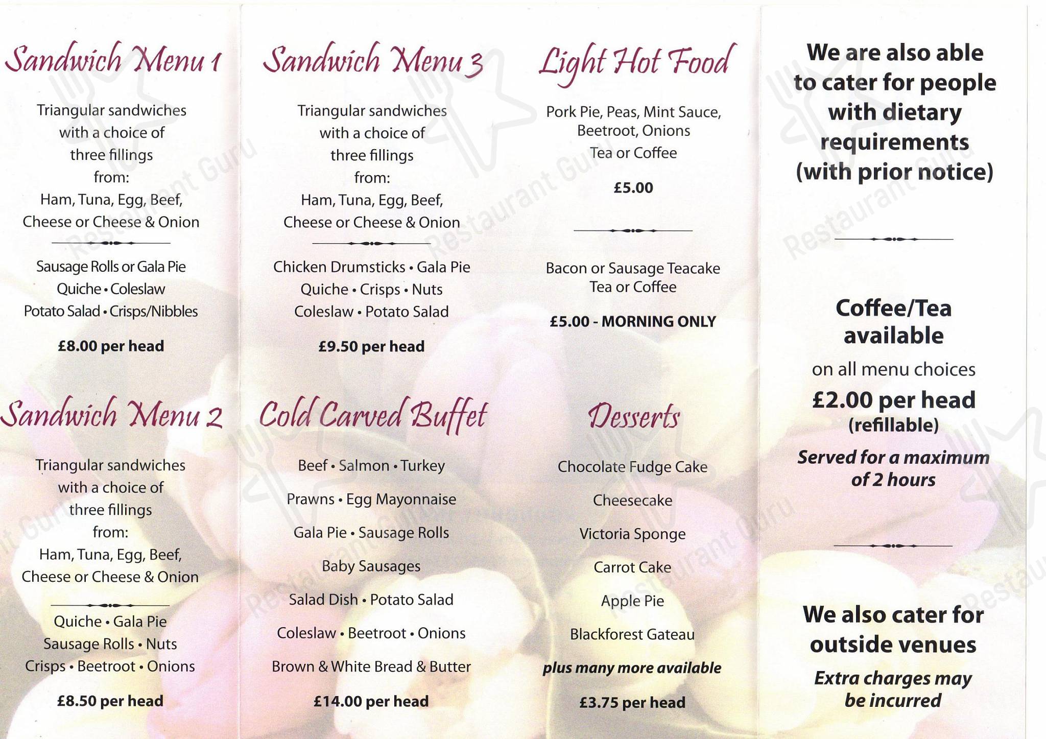 Menu at The Four Sons Inn pub & bar, Huddersfield