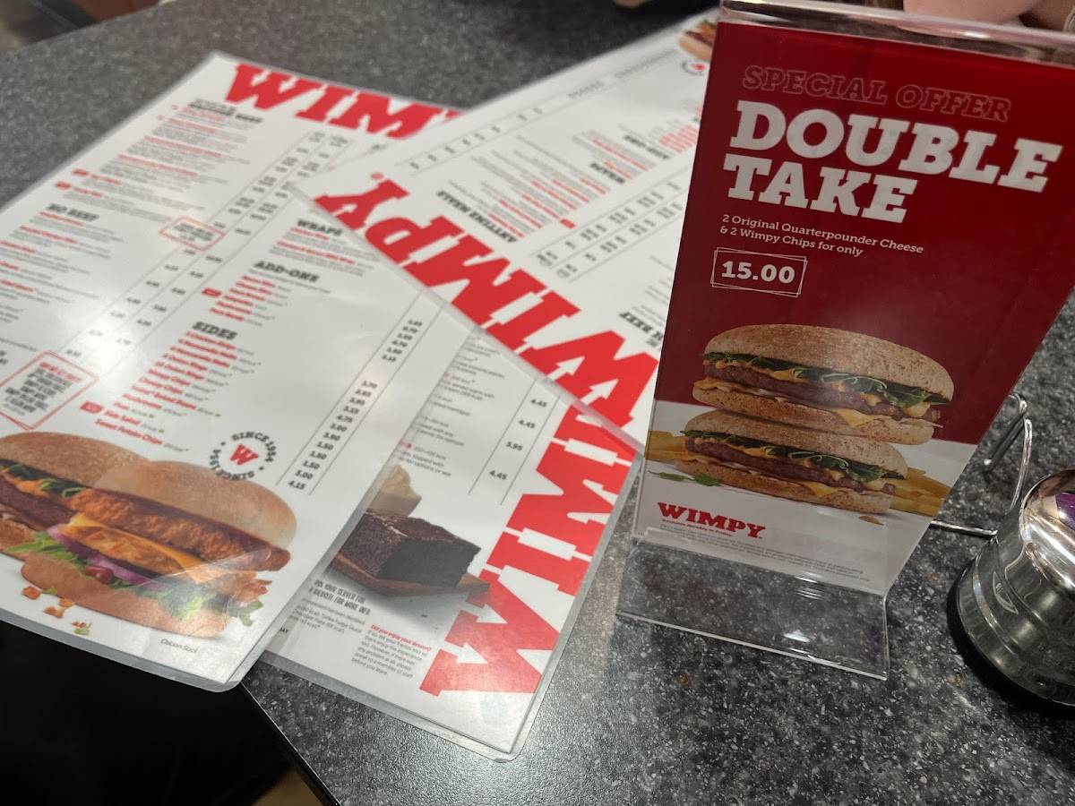 Menu at Wimpy restaurant, Huddersfield, 9 Cloth Hall St