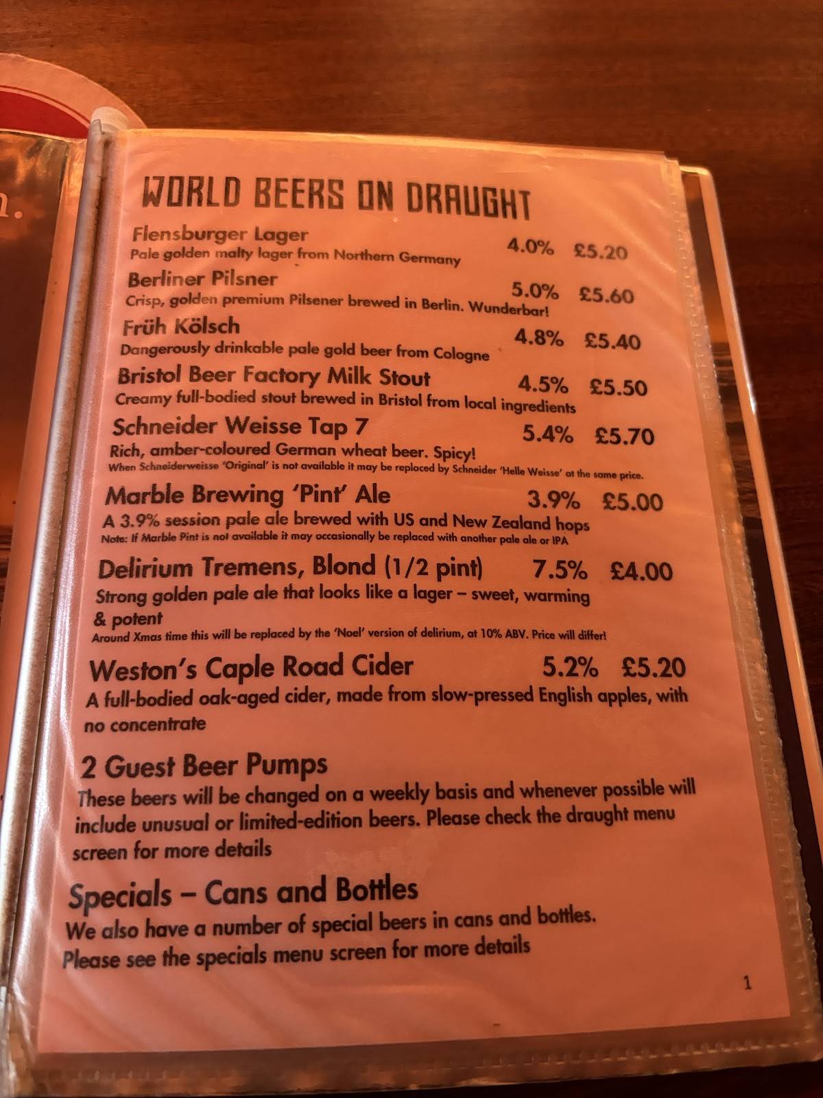 Menu at The Lion & Key pub & bar, Hull