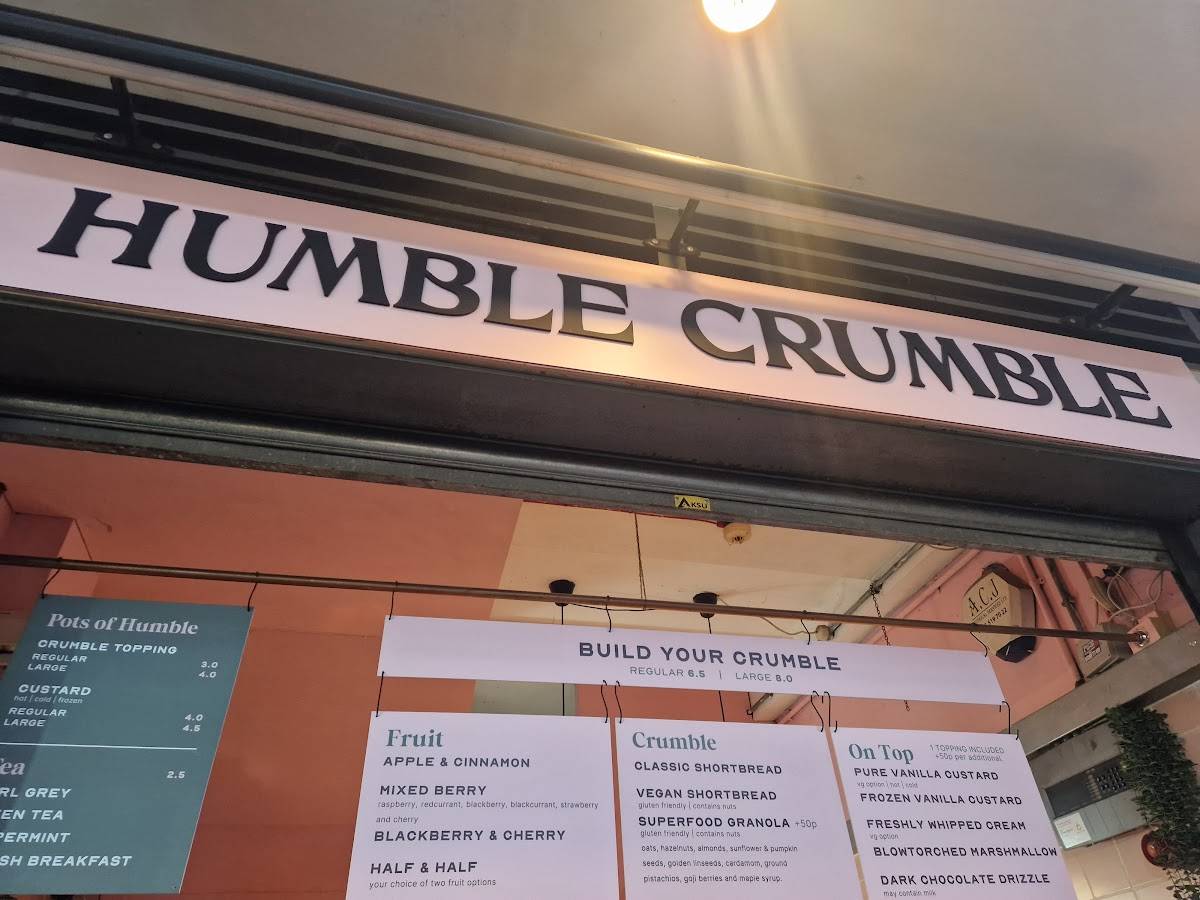 Menu at Humble Crumble restaurant, London, Old Spitalfields Market