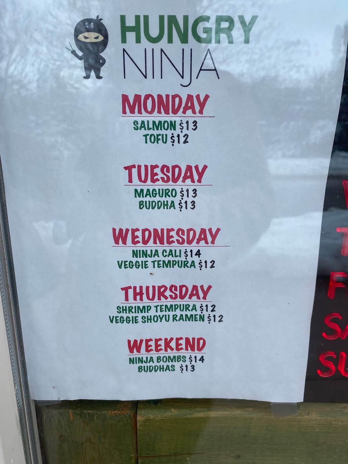 Menu at Pink Ninja restaurant, Stratford