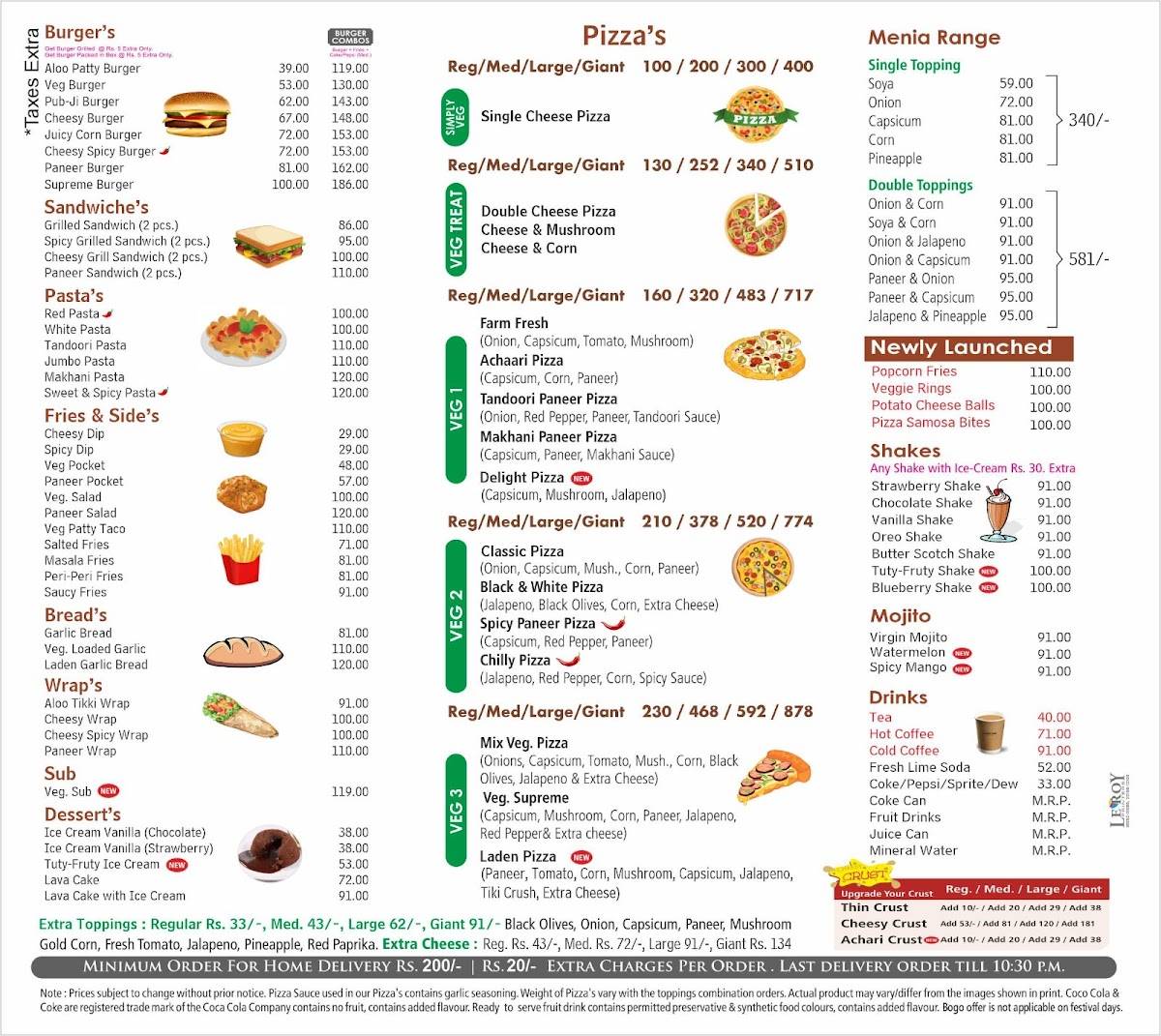 Menu at Hungry Point, Mandi