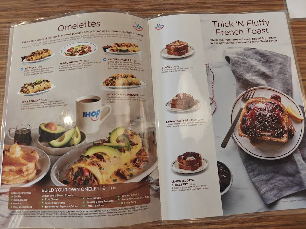 Menu at IHOP Erin Mills restaurant, Mississauga