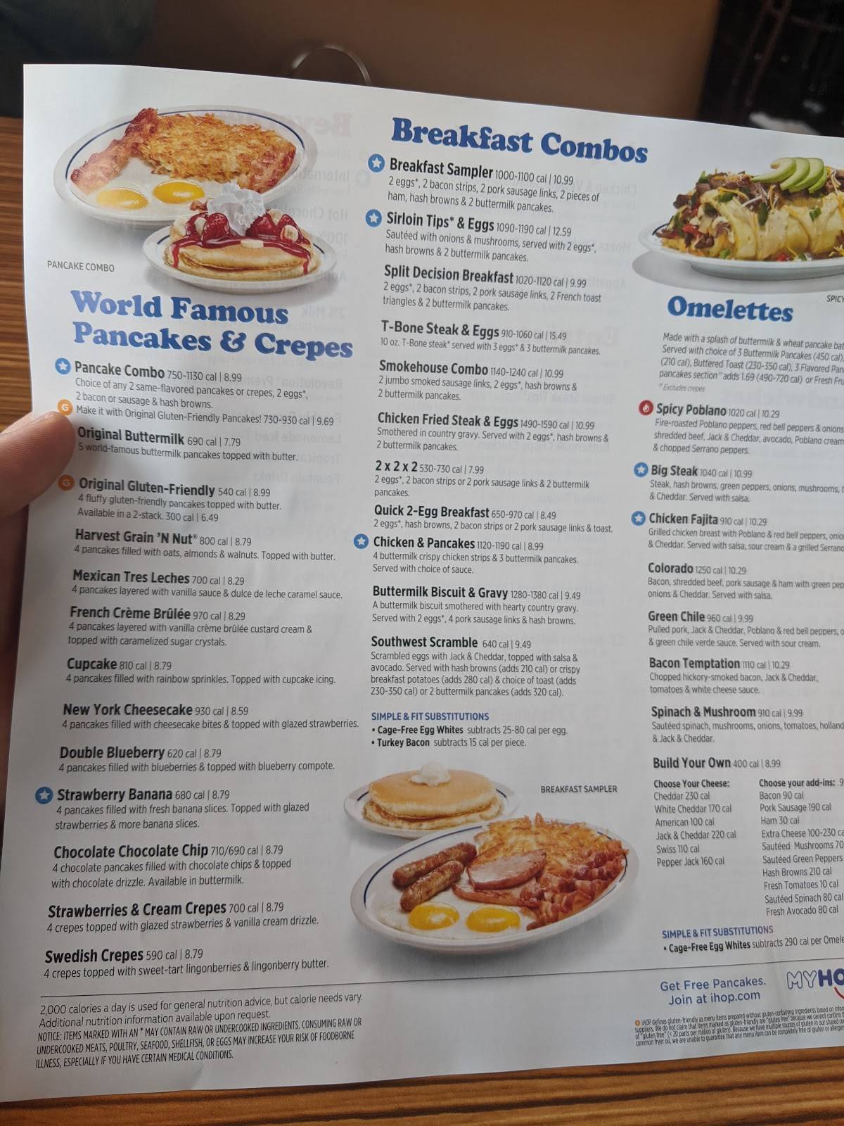 Menu at IHOP restaurant, Temple