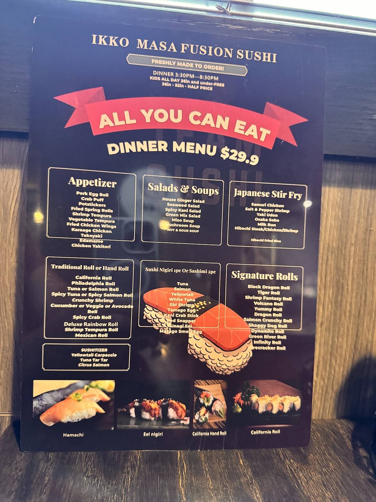 Menu at IKKO Japanese Cuisine MS restaurant, Hattiesburg