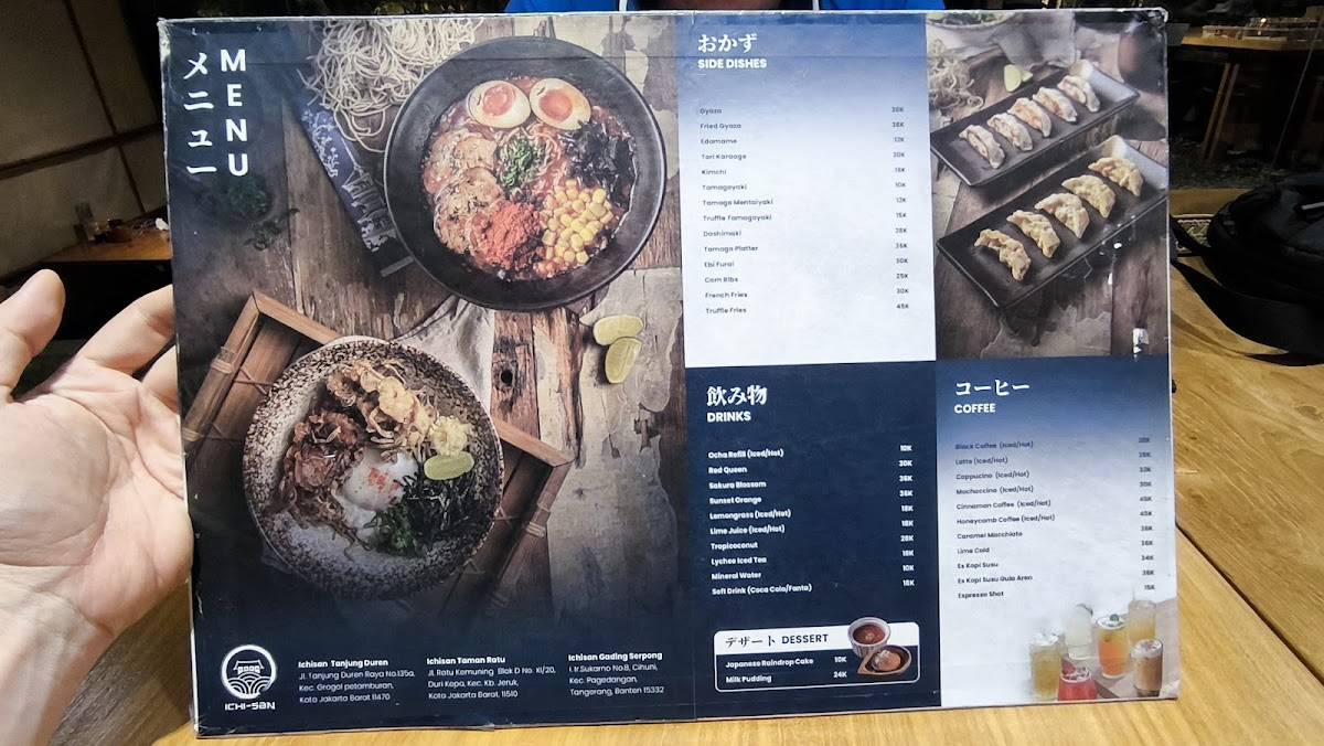 Menu at Ichisan Ramen Gading Serpong restaurant, Curug Sangereng