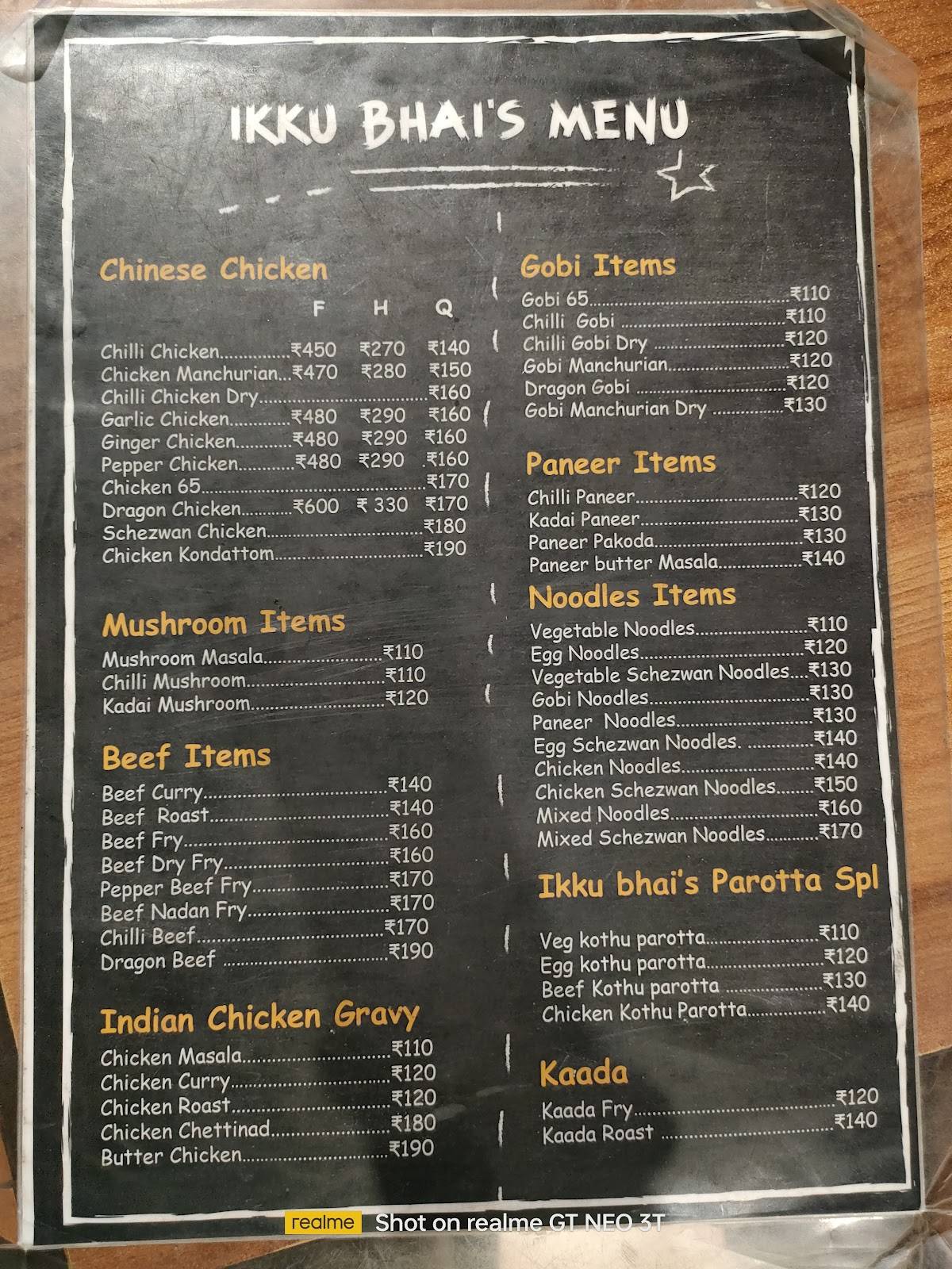 Menu at Ikku Bhai’s Kuzhimanthi Kada, Irinjalakuda