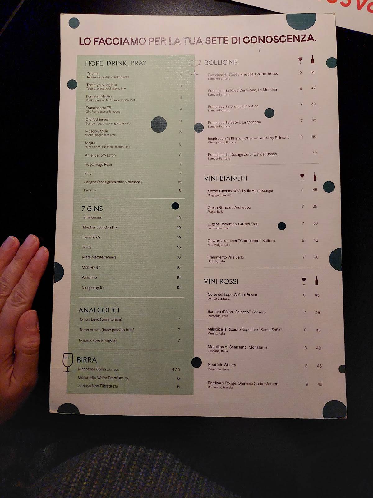 Menu da Moro Soul Food ristorante, Brescia