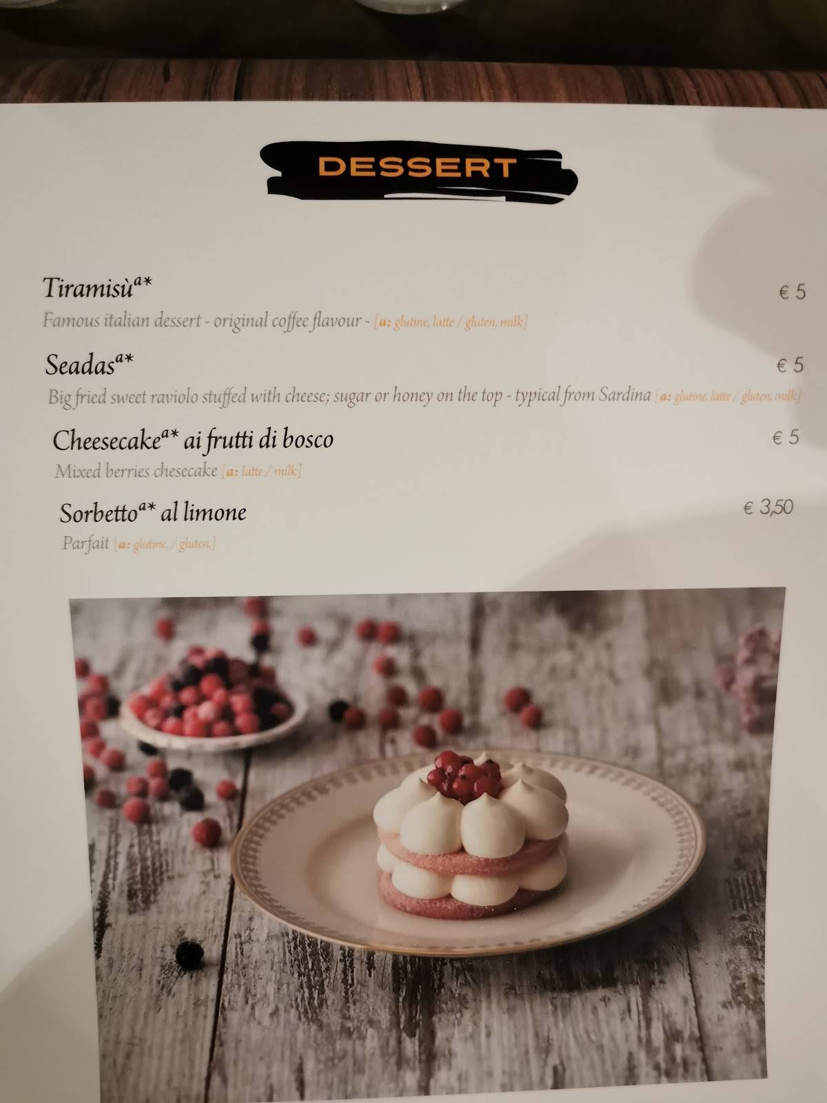 Menu da Ristorante Tipico, Bosa