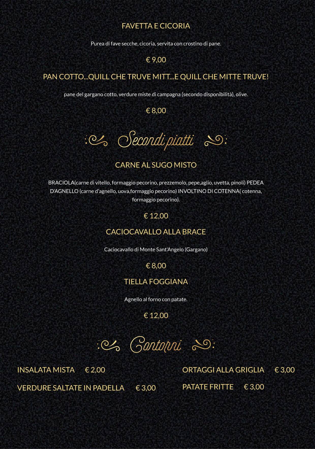 Menu da Il fornello pugliese ristorante con griglia, Montesilvano