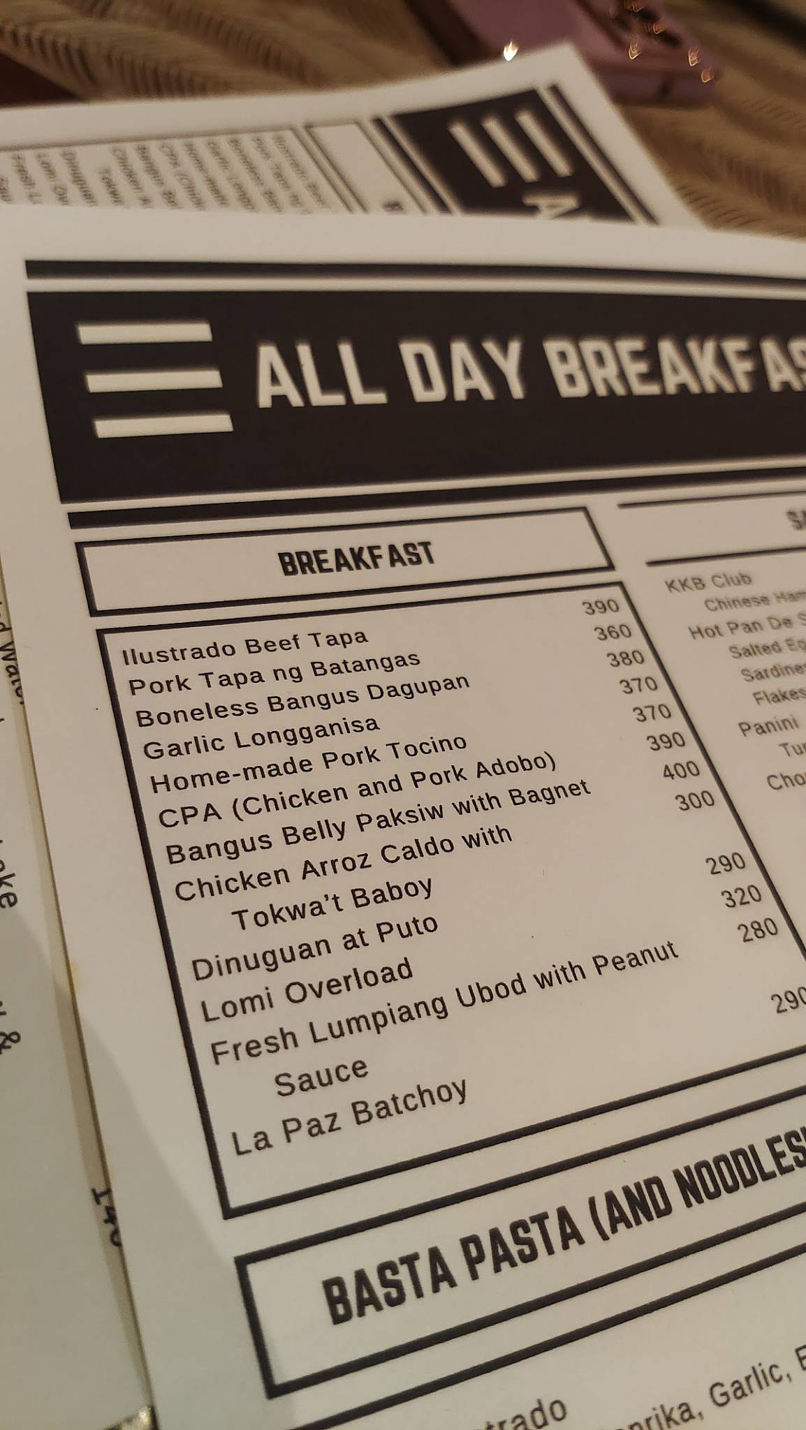 Menu at Ilustrado Restaurant, Manila, two-way