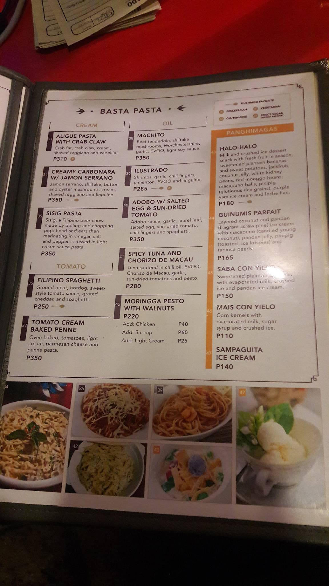 Menu at Ilustrado Restaurant, Manila, two-way
