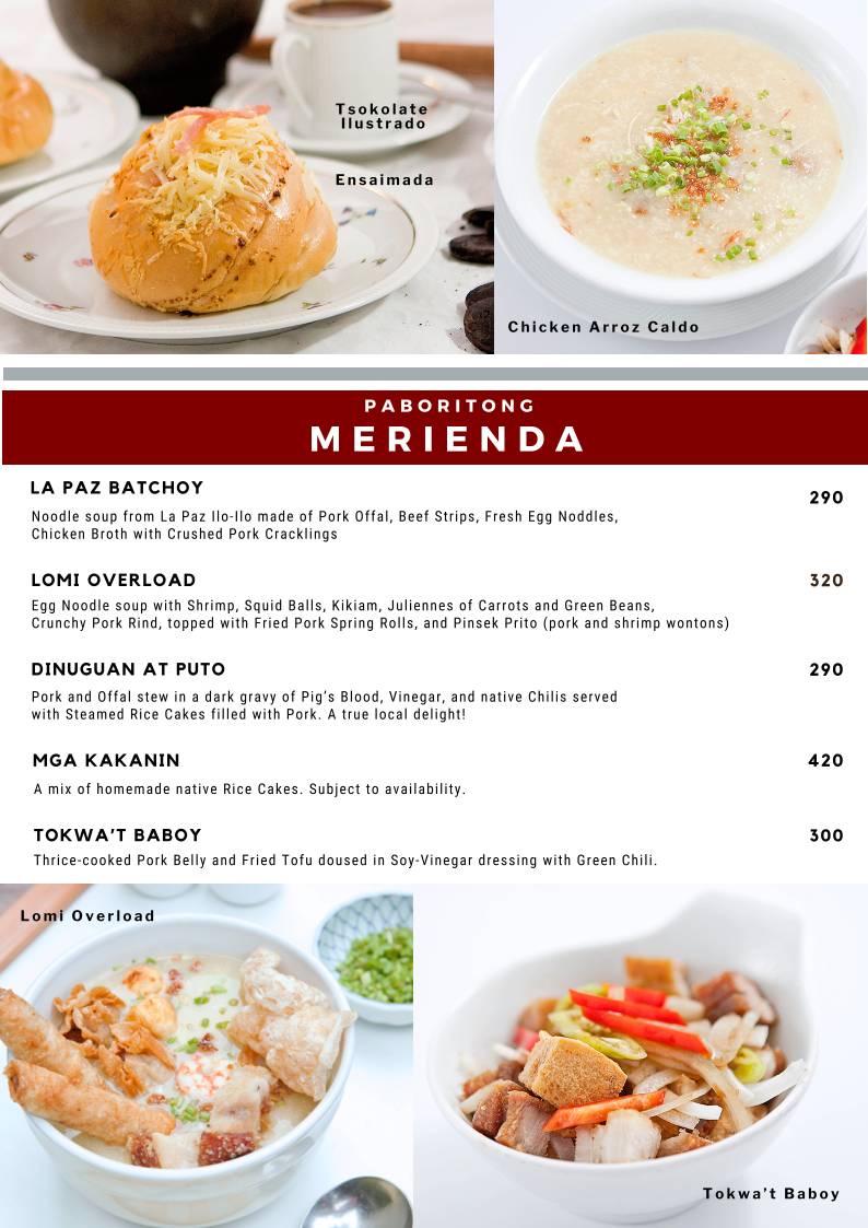 Menu at Ilustrado Restaurant, Manila, 744 Cabildo Street