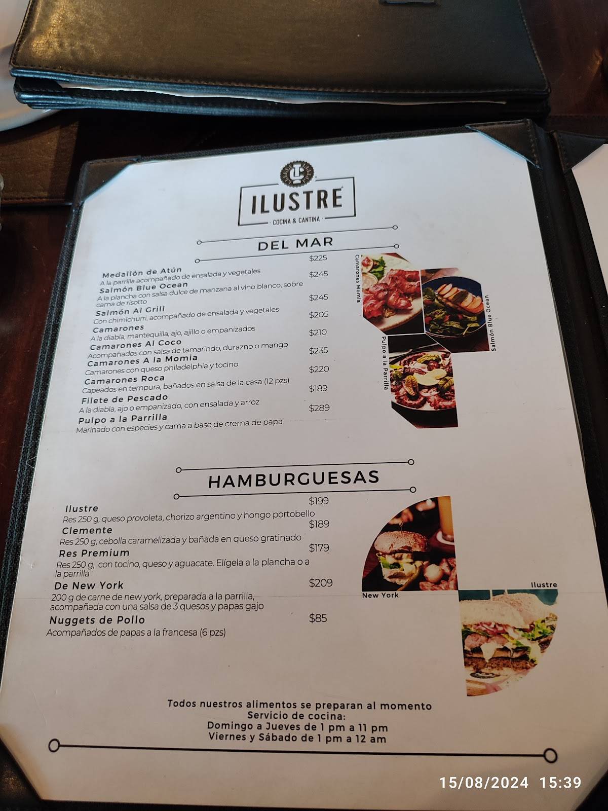 Carta del pub y bar Ilustre Cocina & Cantina, Ciudad Guzmán