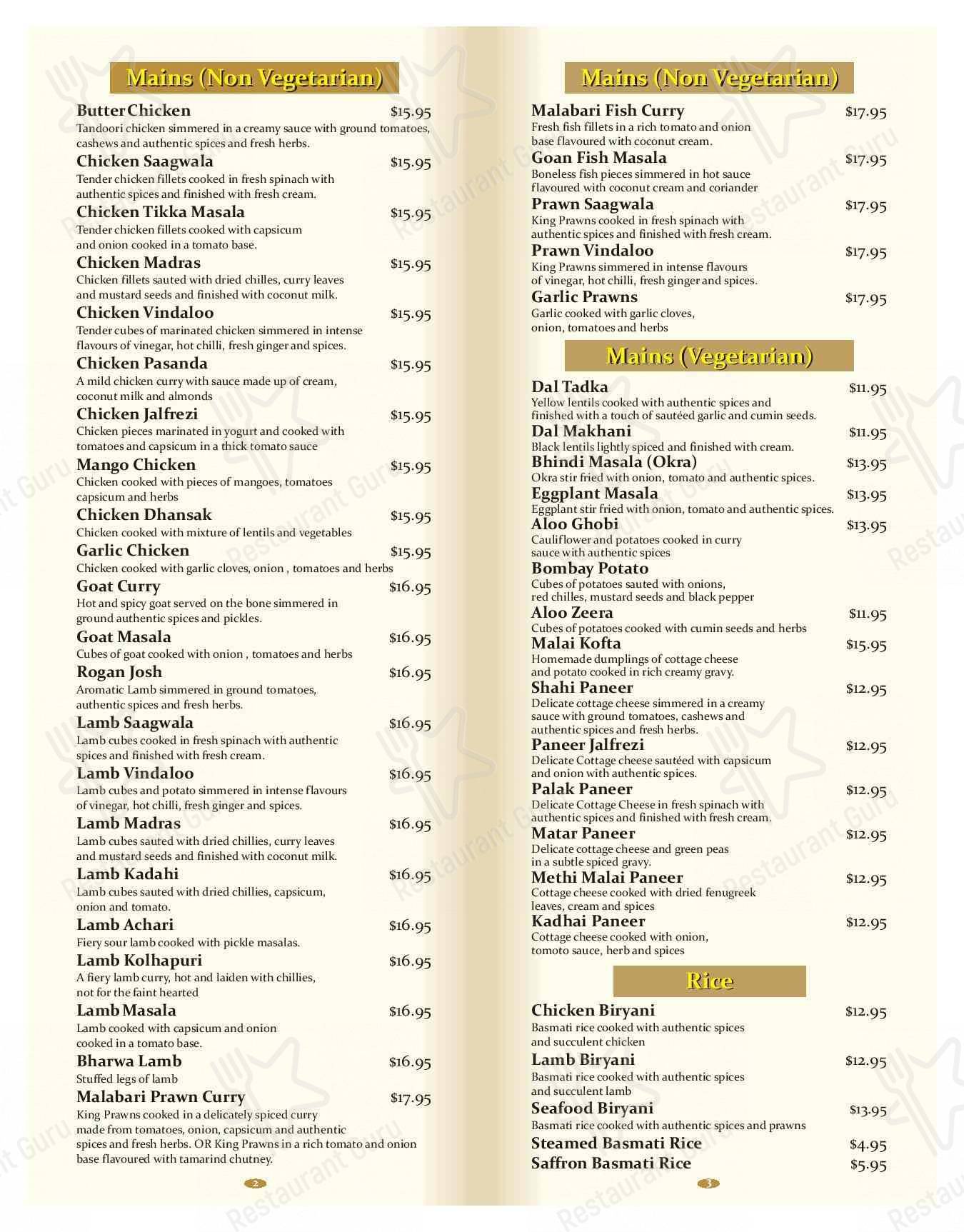 Menu at Imli Indian Restaurant, Joondalup