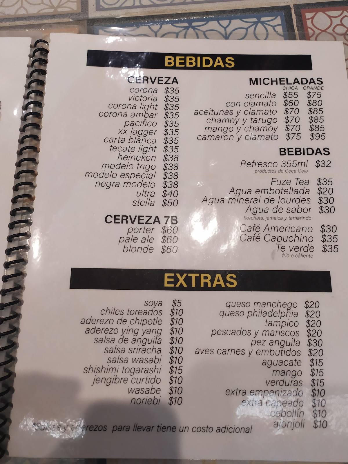 Carta del restaurante Inari, San Luis Potosi, Plaza Tangamanga