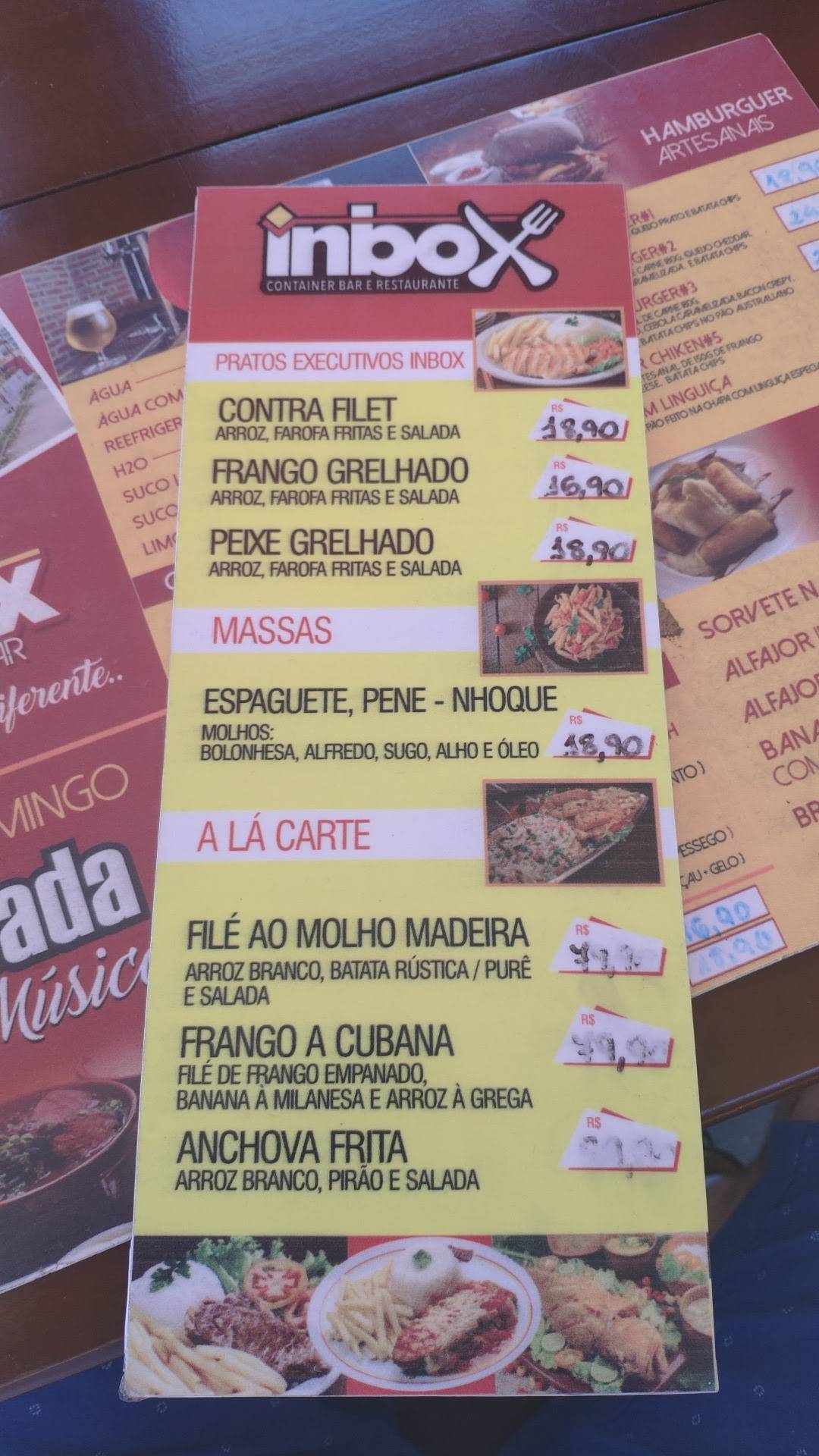 Menu em Inbox Container Bar, Cabo Frio