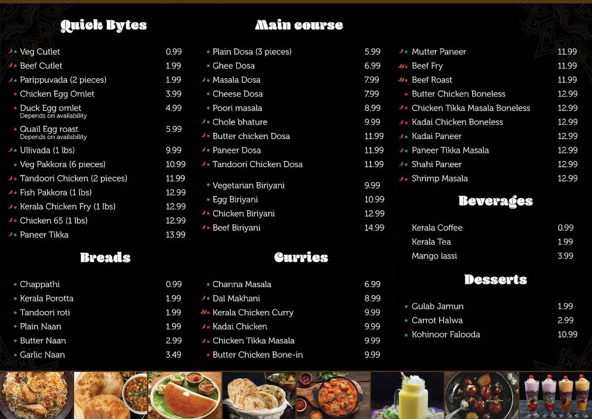 Menu at Indian Palate restaurant, Sault Ste. Marie