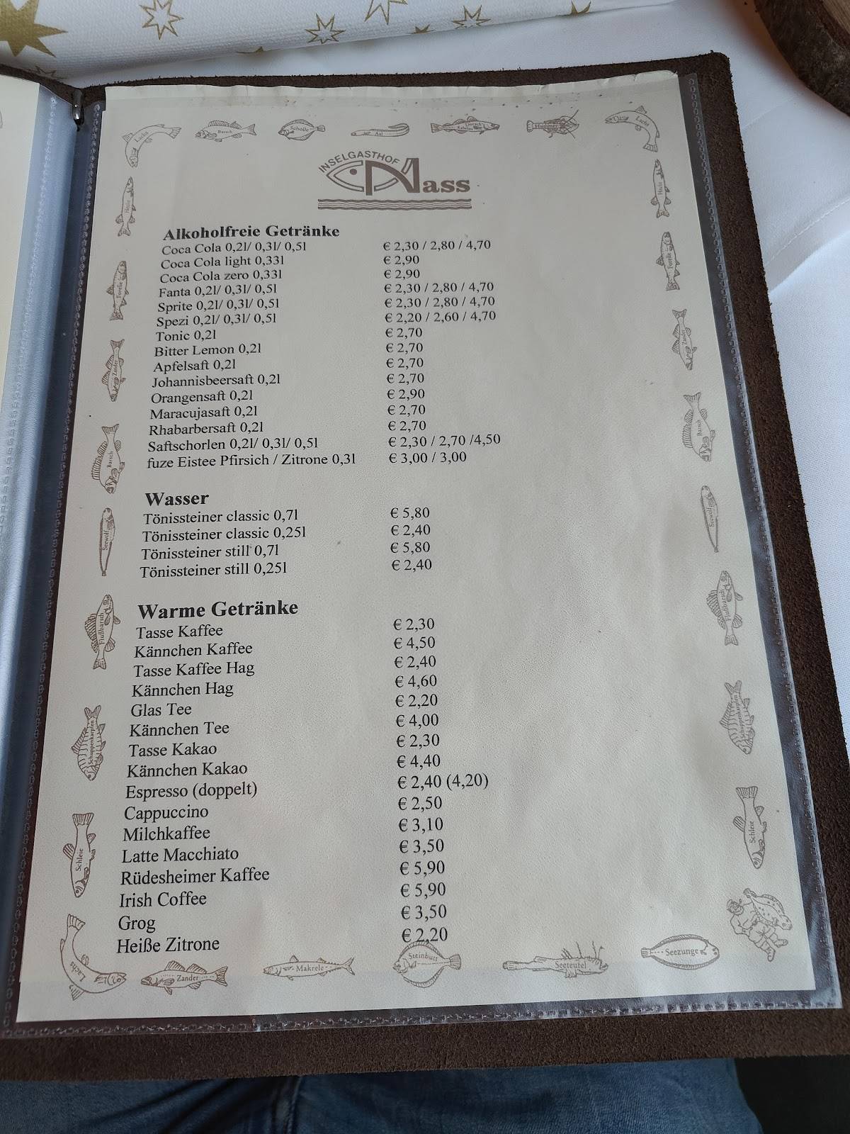 Speisekarte von Inselgasthof Nass restaurant, Rees
