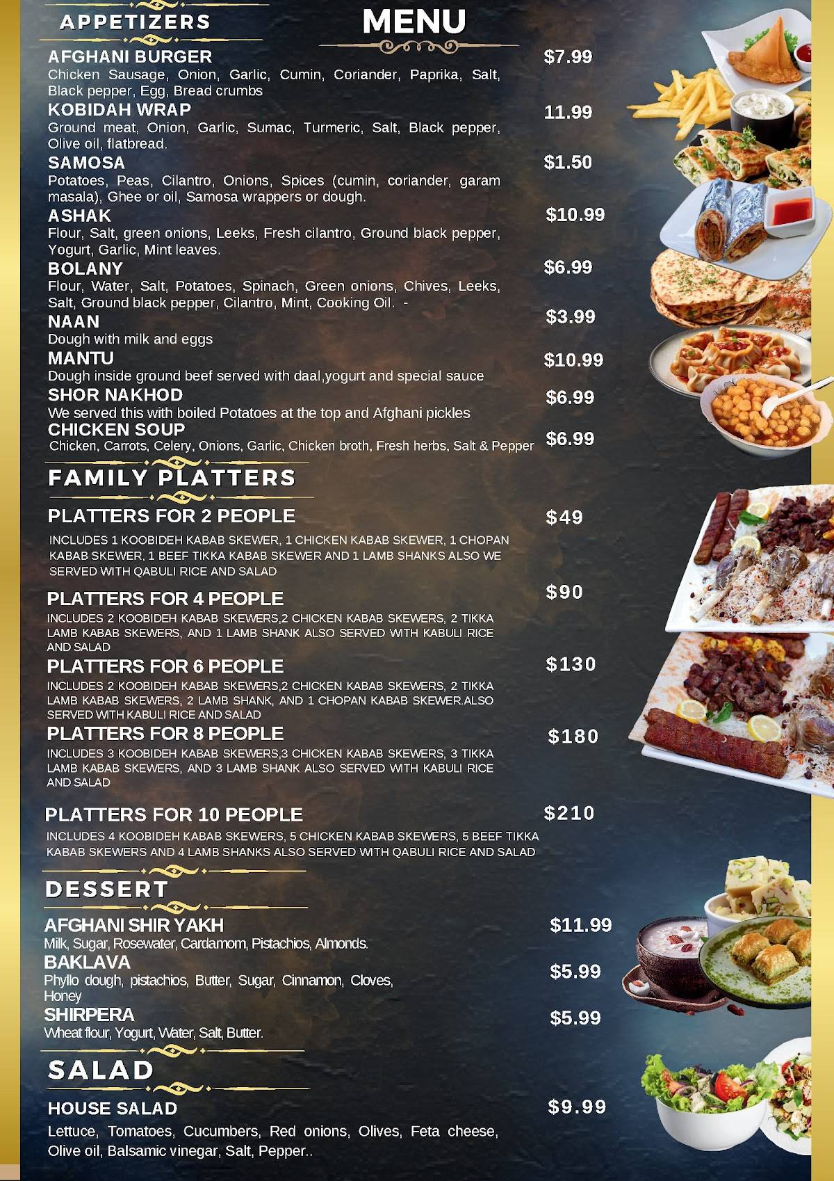 Menu at International Kabab house restaurant, Stone Mountain