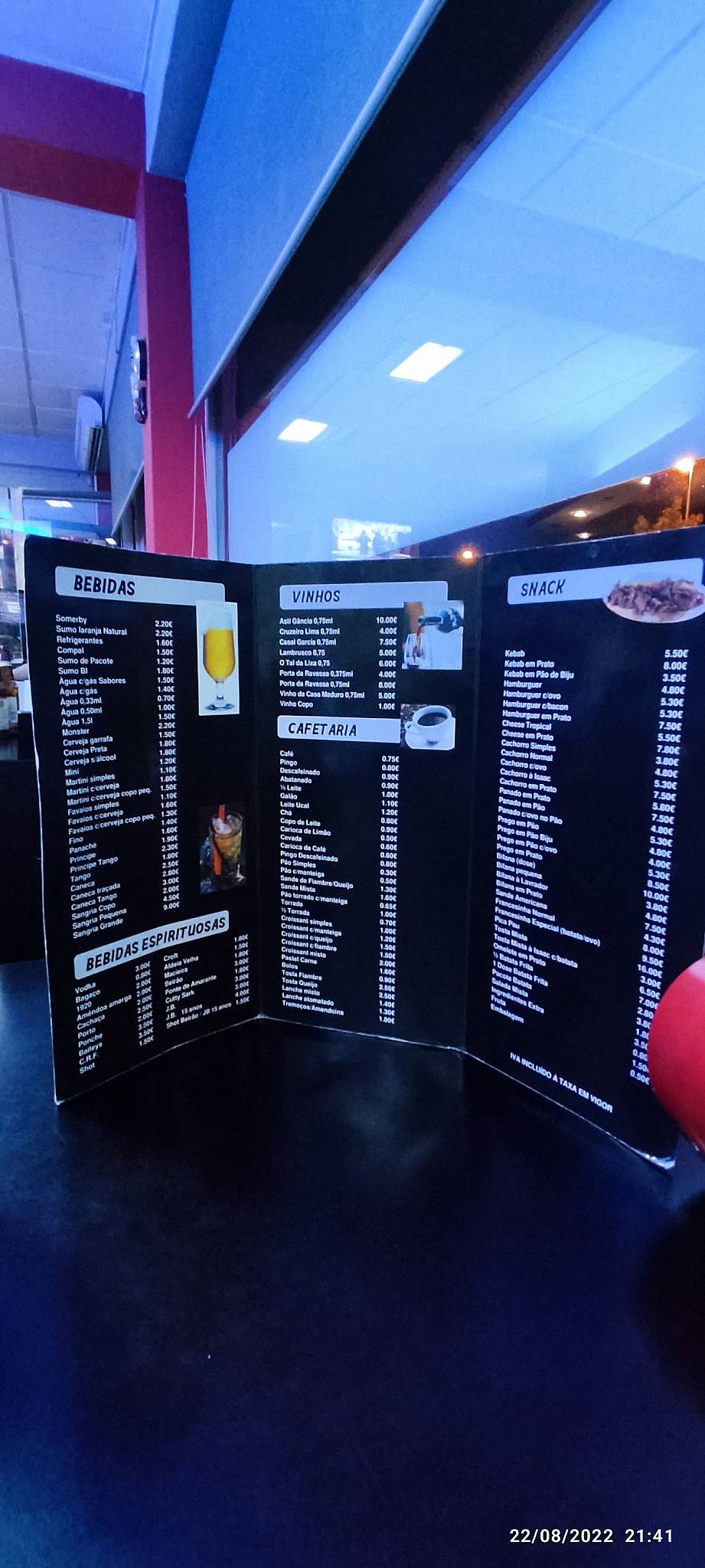 Menu em Isaac pub & Bar, Leça da Palmeira