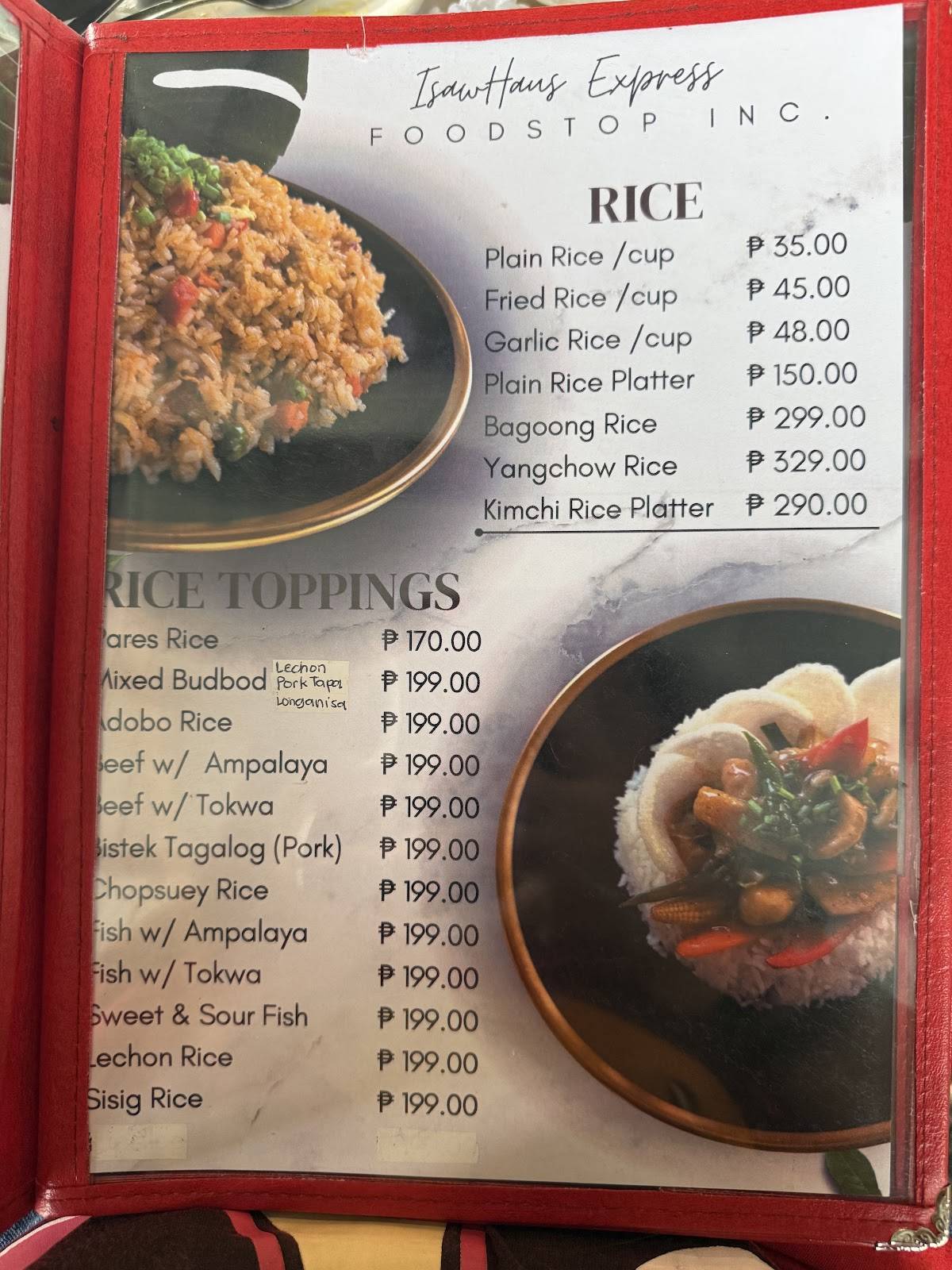 Menu at Isaw Haus - Marilaque restaurant, Tanay