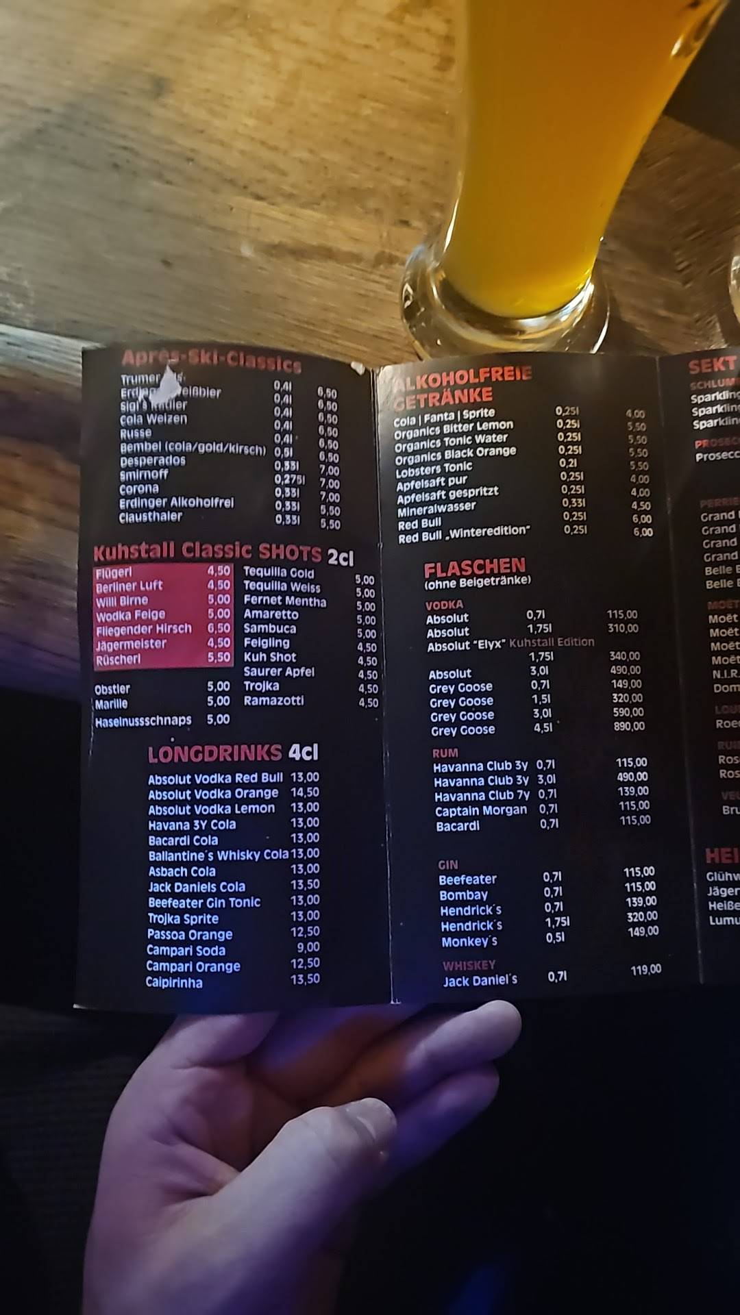 Speisekarte von Kuhstall pub & Bar, Ischgl