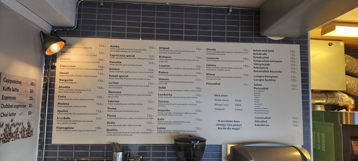 Menu at Italian Piazza pizzeria, Köping, Sveavägen 25