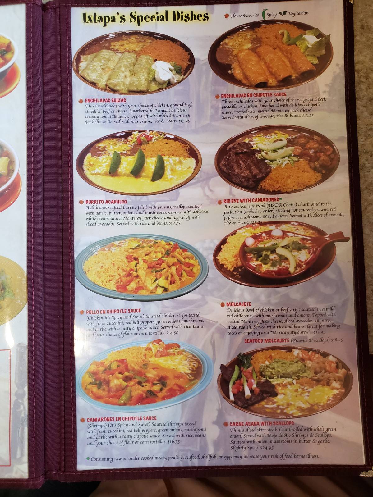 Menu at Ixtapa Mexican Restaurant, Hermiston