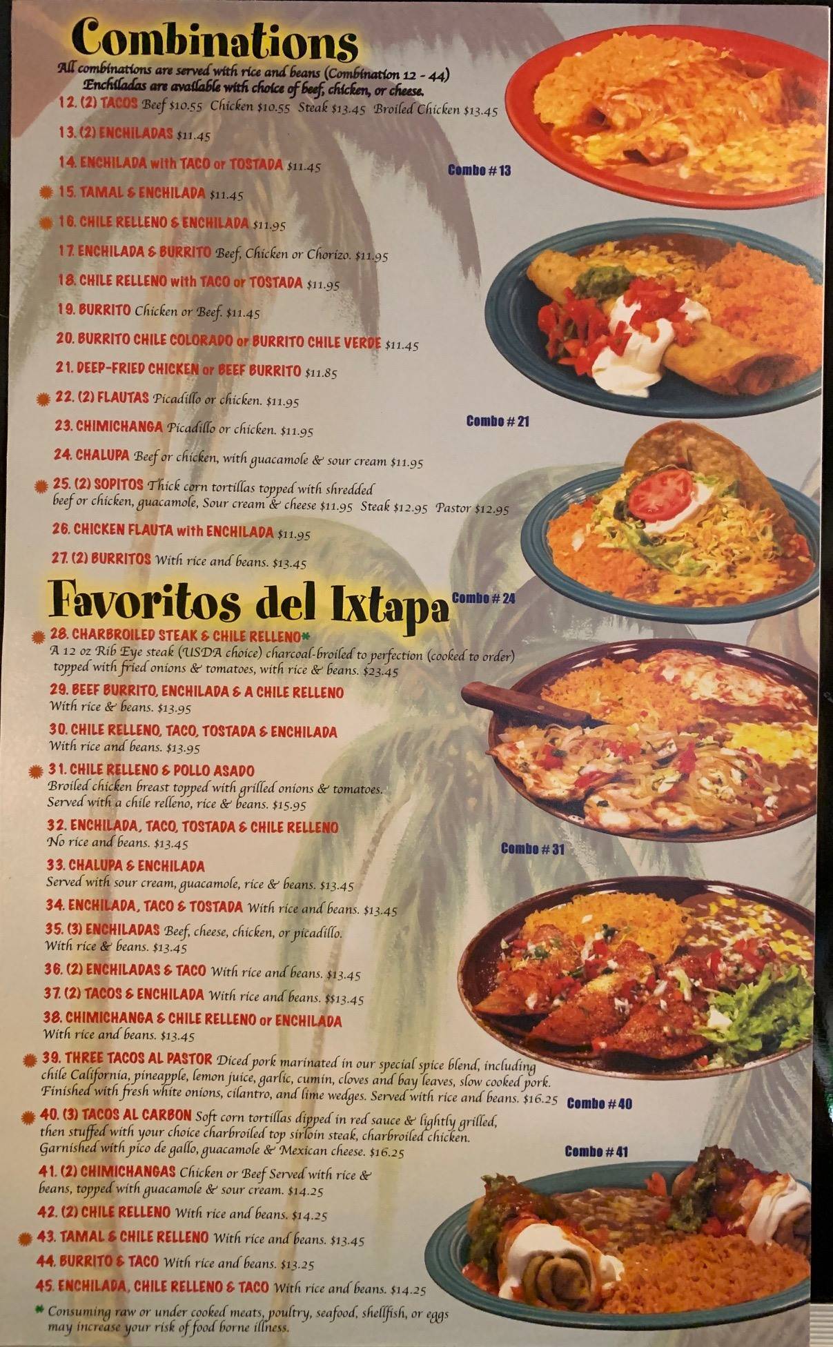Menu at Ixtapa Mexican Restaurant, Hermiston