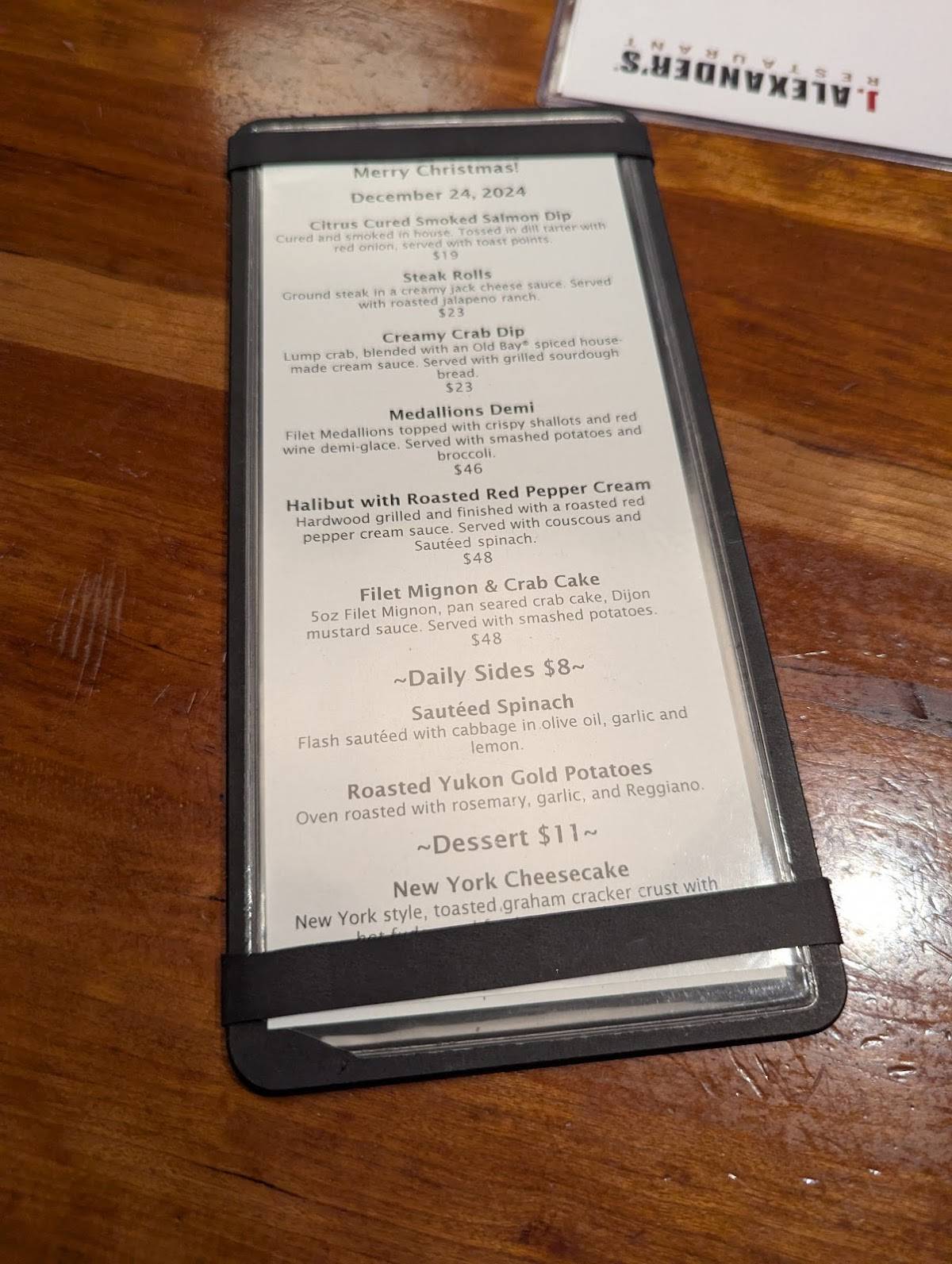 Menu at J. Alexander's Restaurant, Greenwood Village
