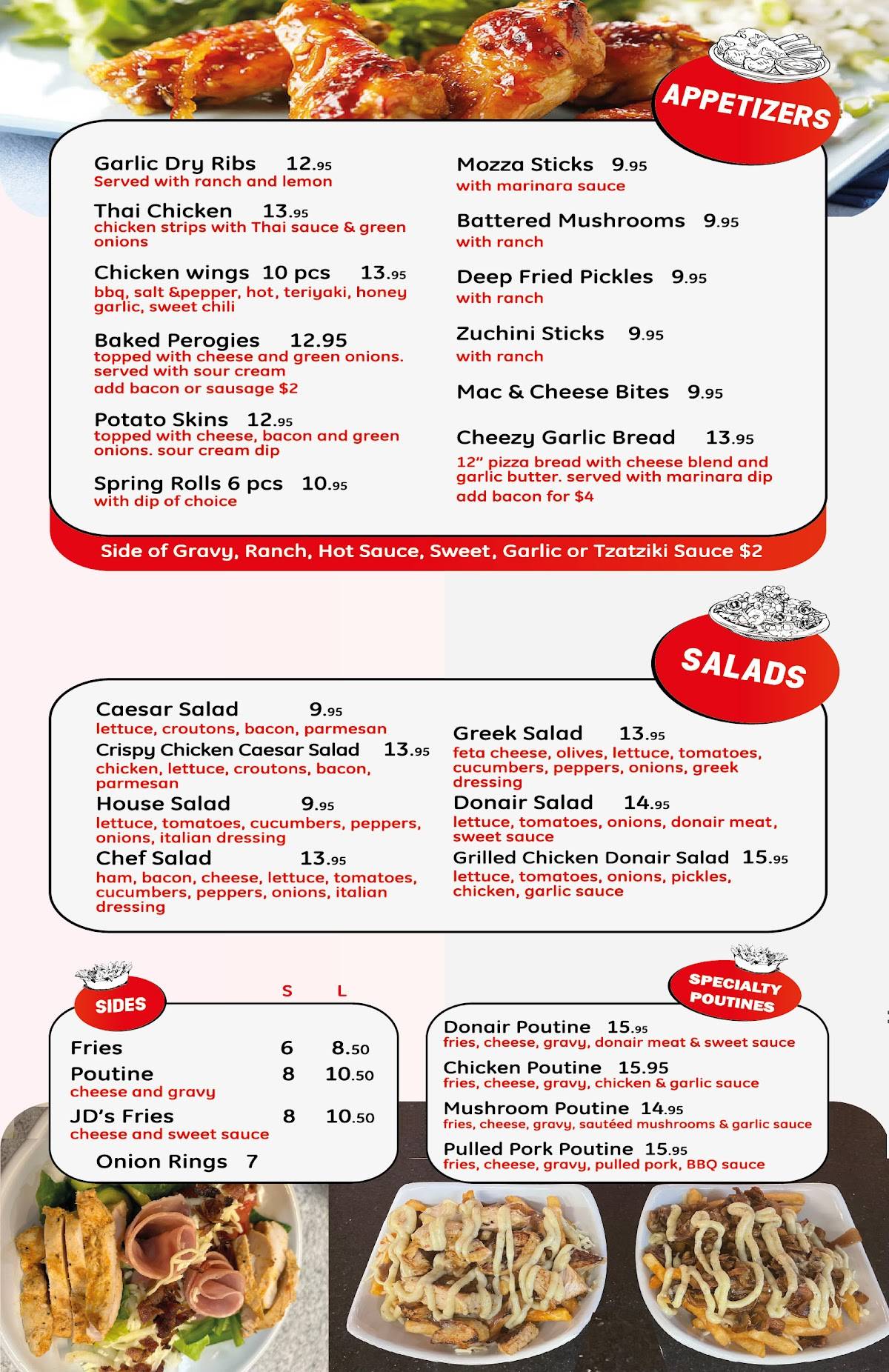 Menu at JD's Restaurant, Sexsmith