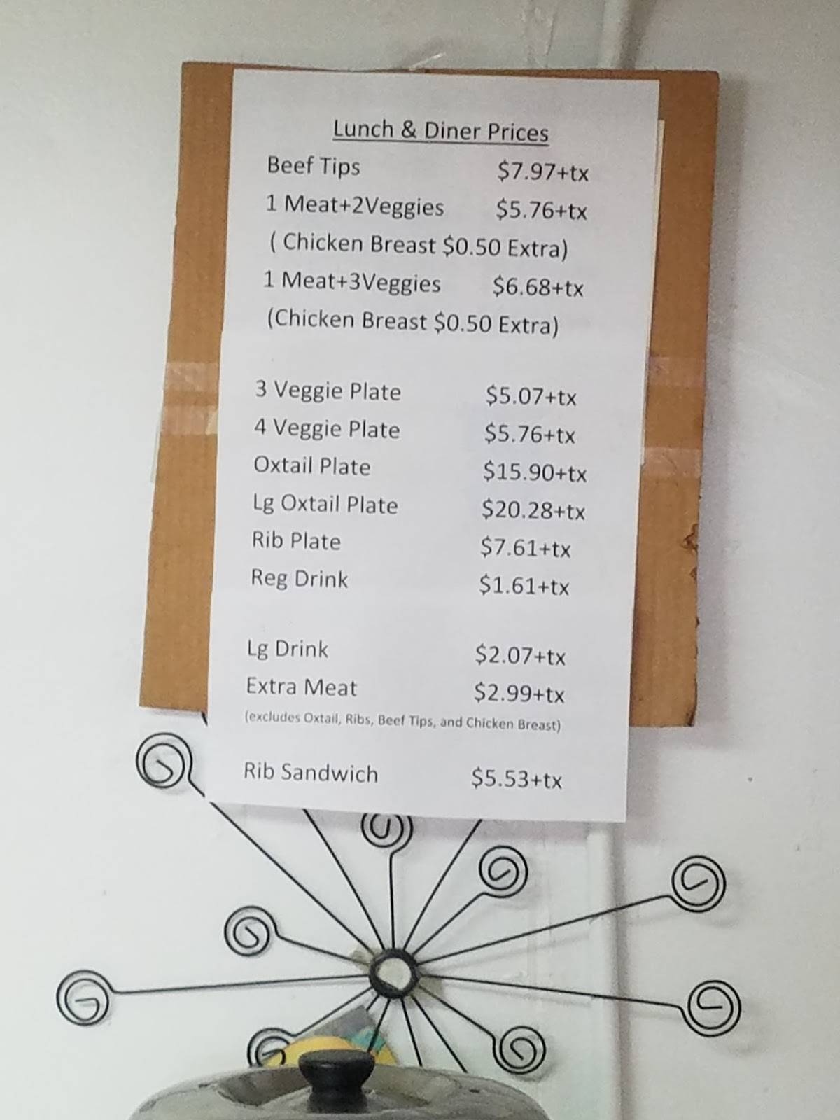 Menu at JJ's Country Cooking restaurant, Atlanta, Moreland Ave SE