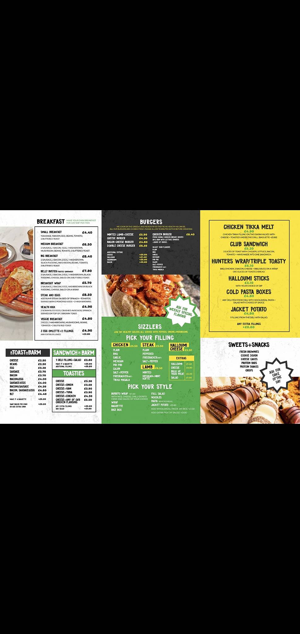 Menu at JK's Kitchen cafe, Wigan
