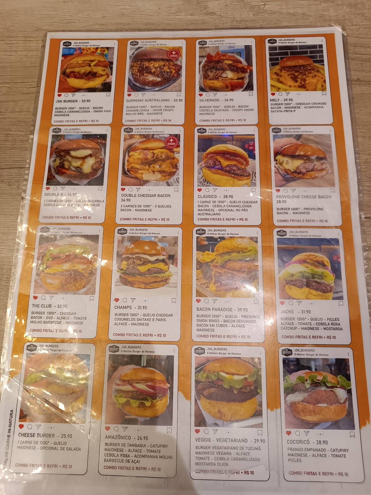 Menu em JSK Burgers - Adrianópolis restaurante, Manaus