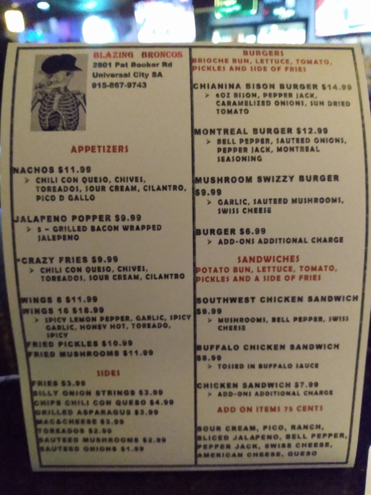 Menu at JT'S Sports Bar & Grill, Universal City, Pat Booker Rd Ste A