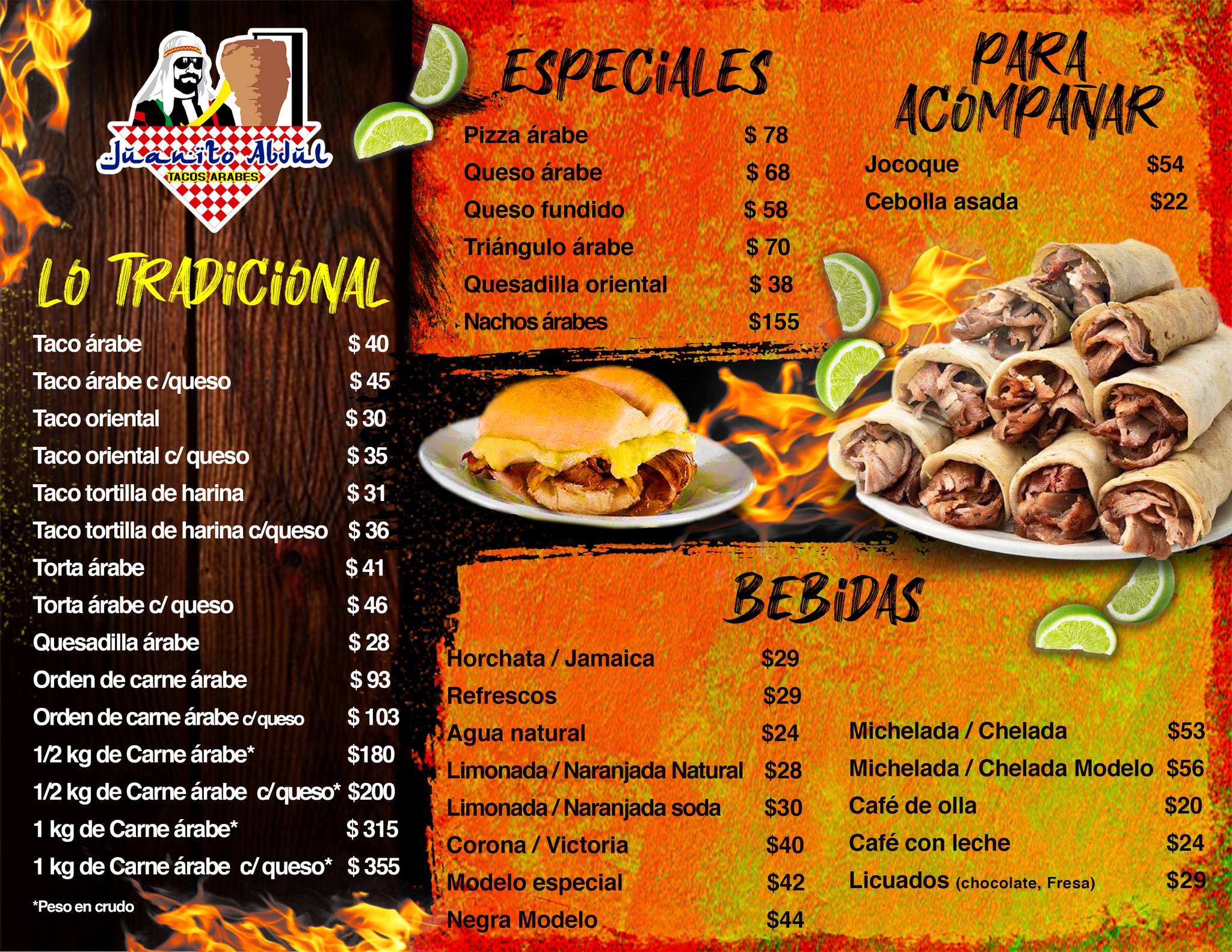 Menu at JUANITO ABDUL restaurant, Coatzacoalcos