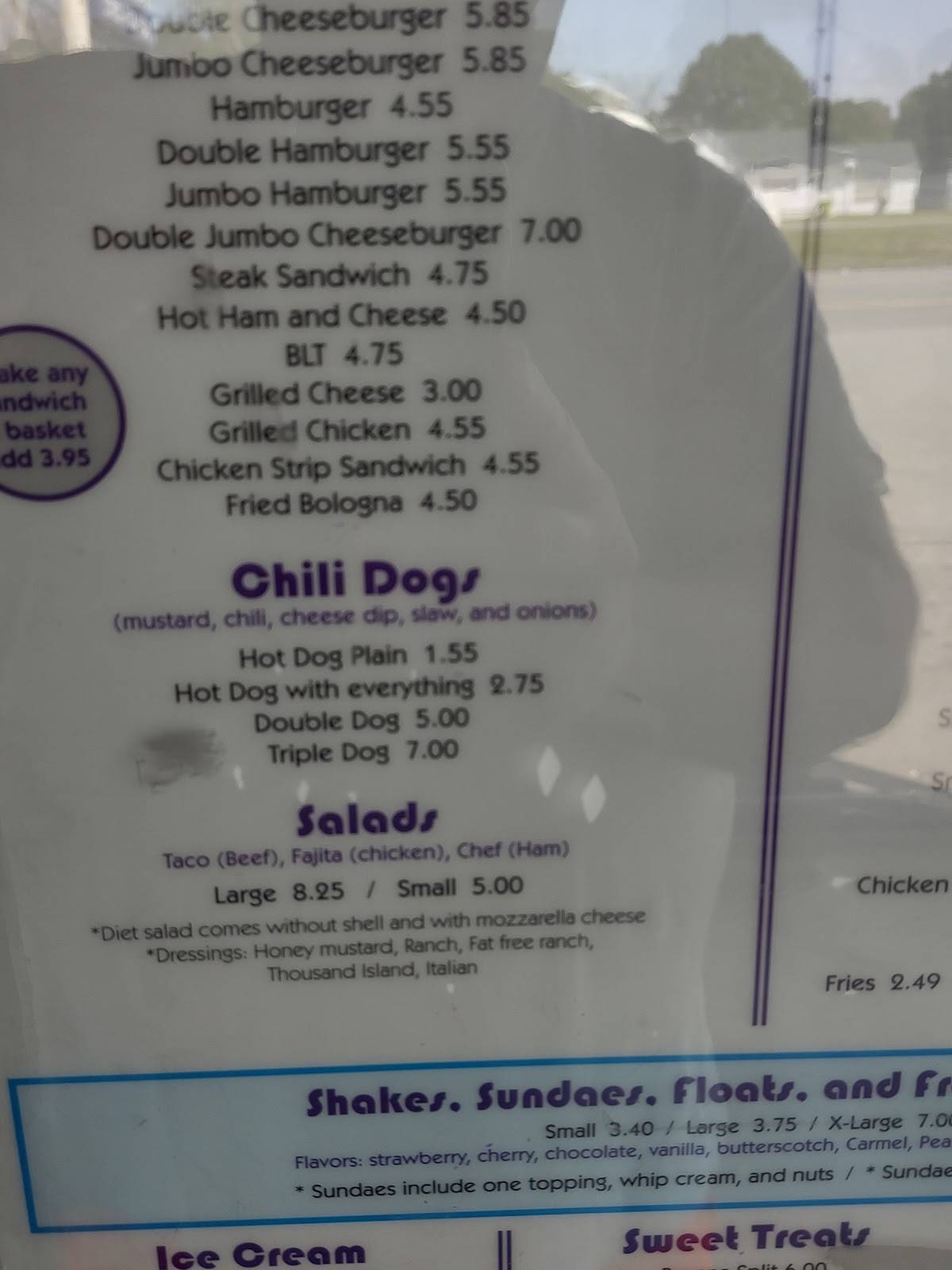 Menu at Jackrabbit Dairy Bar, Lonoke