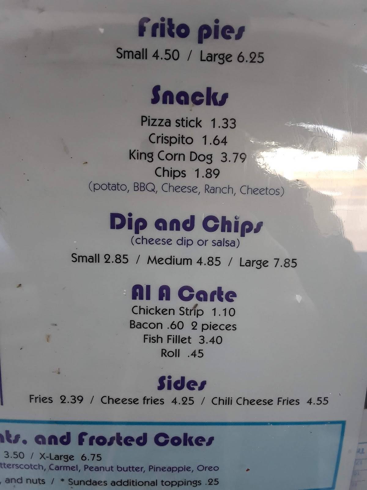 Menu at Jackrabbit Dairy Bar, Lonoke
