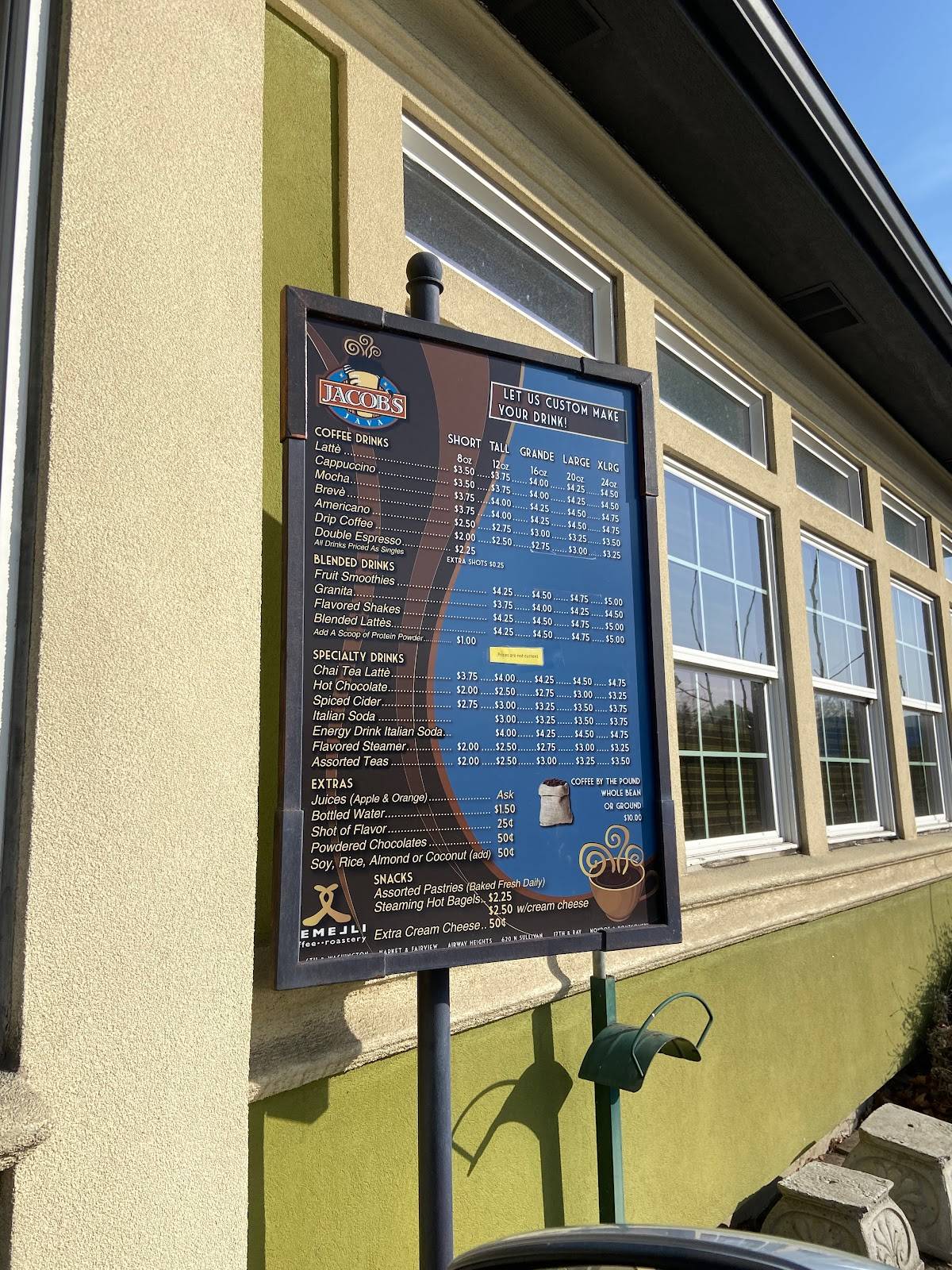 Menu at Jacobs Java restaurant, Spokane, N Monroe St