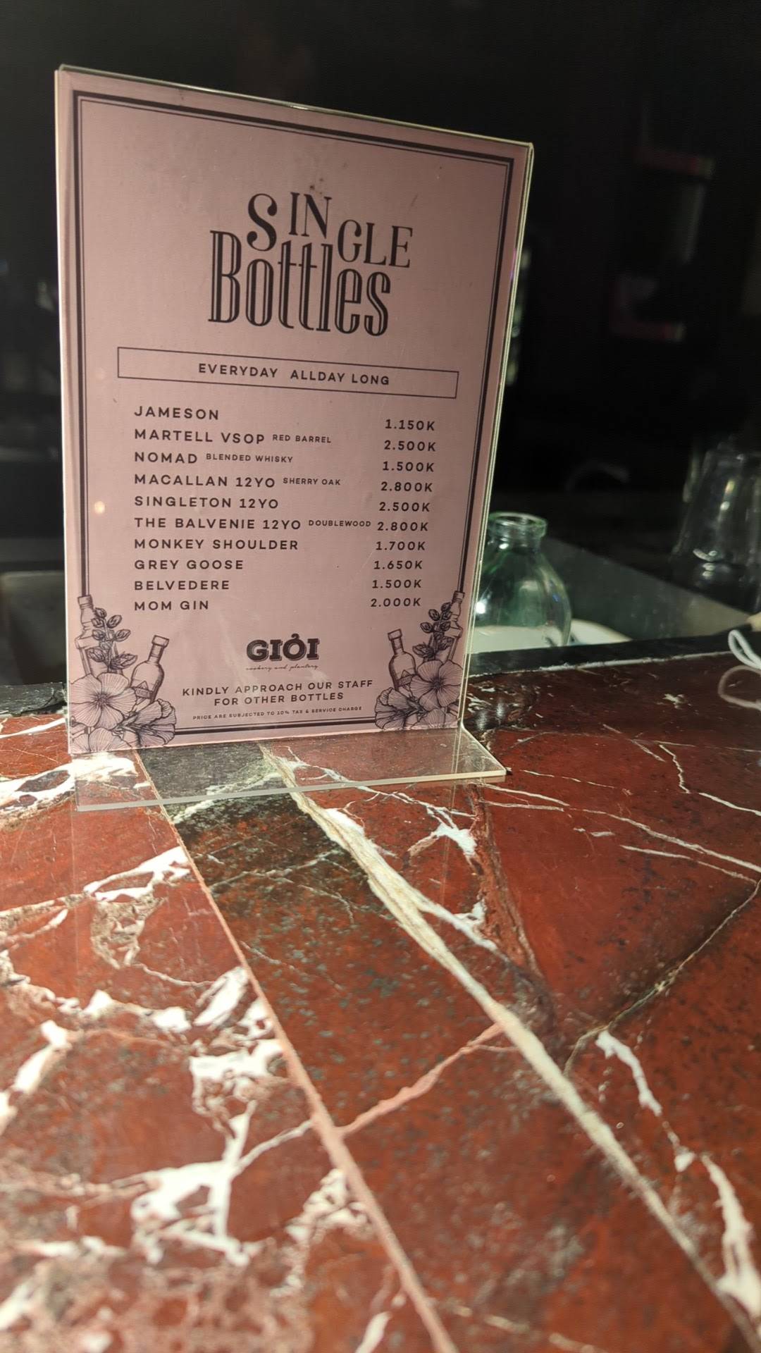 Menu at GIOI Menteng restaurant, Central Jakarta, Jl. Dr. Kusuma Atmaja ...