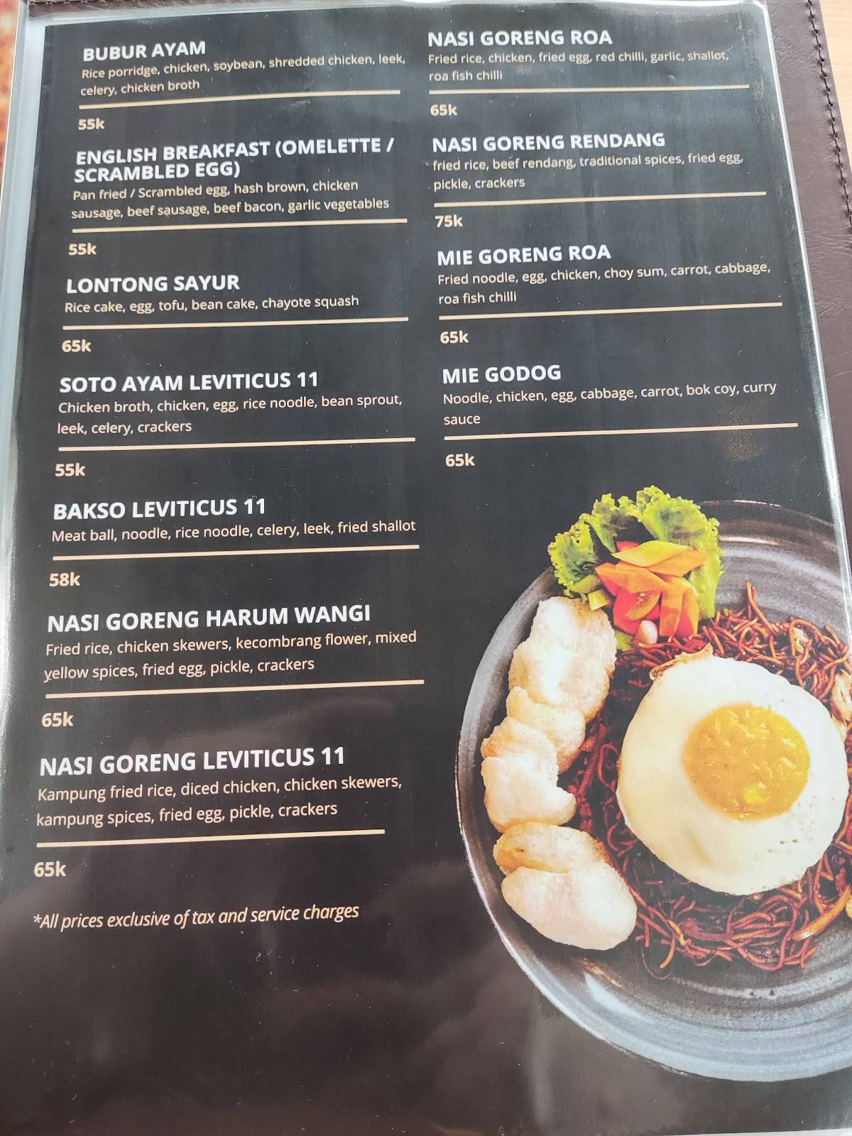 Carta del restaurante Leviticus 11, West Jakarta