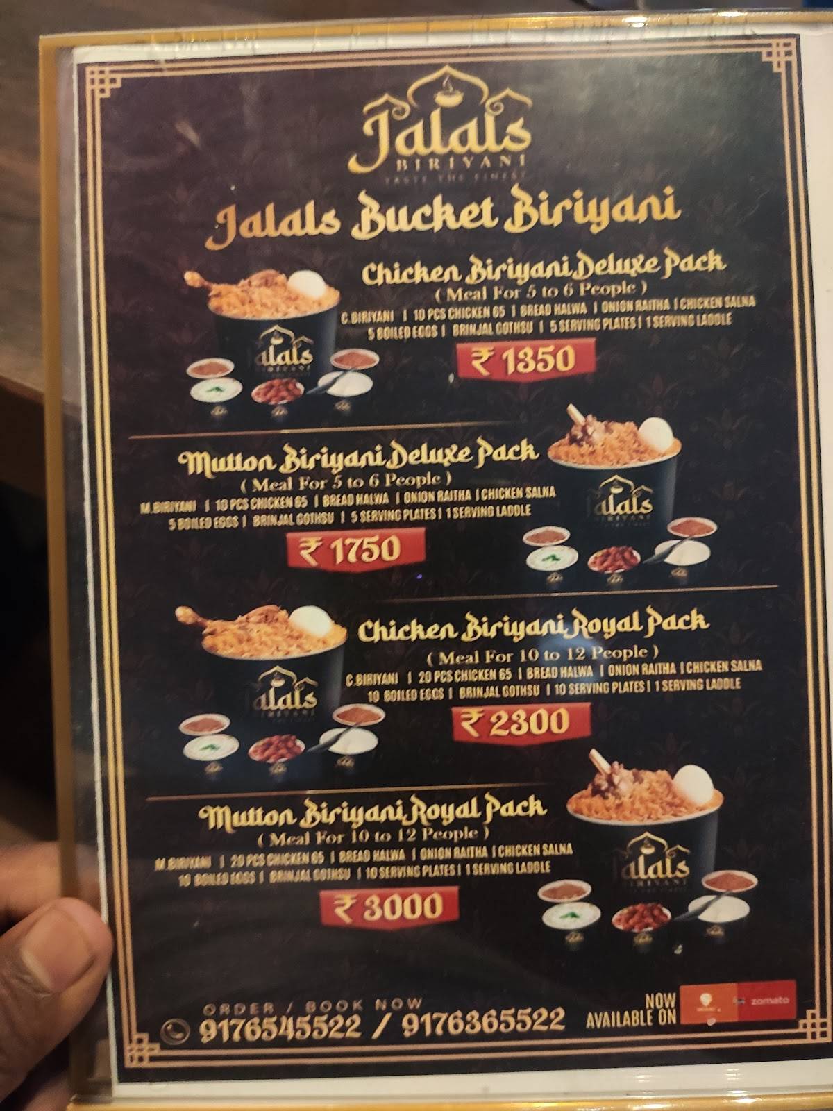 Menu At Jalals Biriyani Restaurant Chennai No 1541