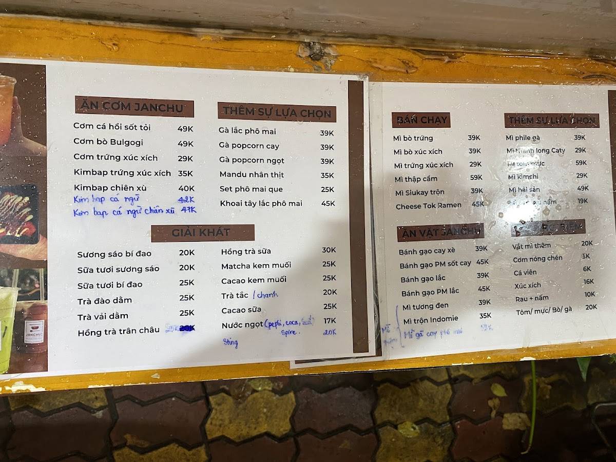 Menu at Janchu - Korean Fast Food, Ho Chi Minh City