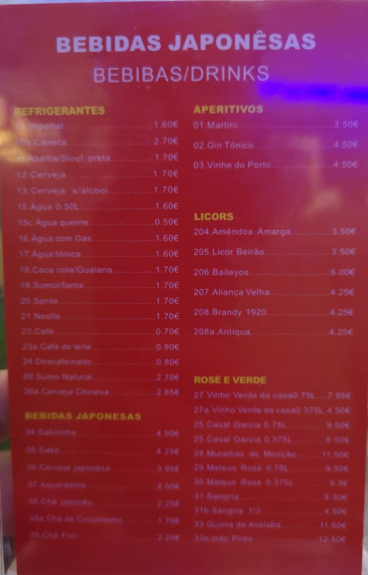 Menu em Restaurante Japonês - JAPONÊS SABORO, Costa da Caparica