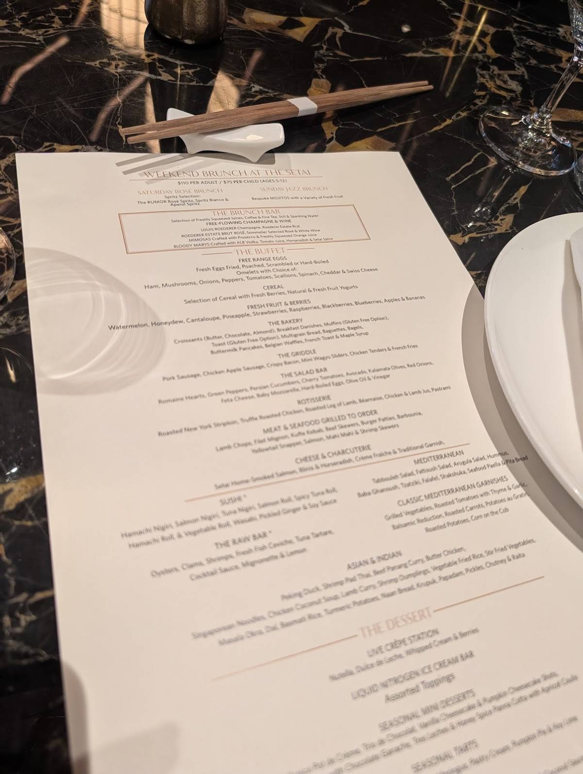 Menu at Jaya at The Setai restaurant, Miami Beach, 2001 Collins Ave