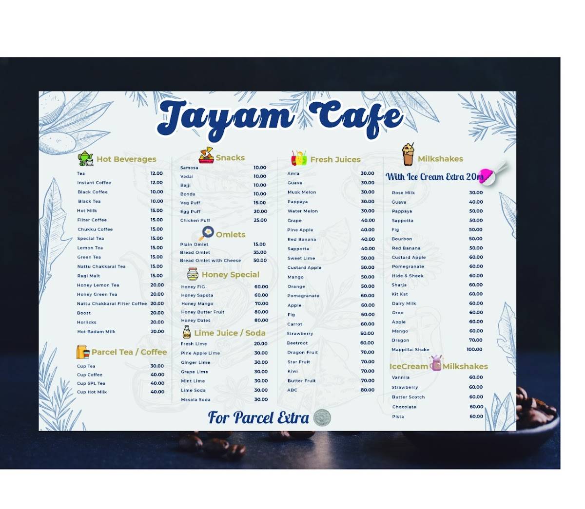 Menu at Jayam Cafe, Chennai, No:2