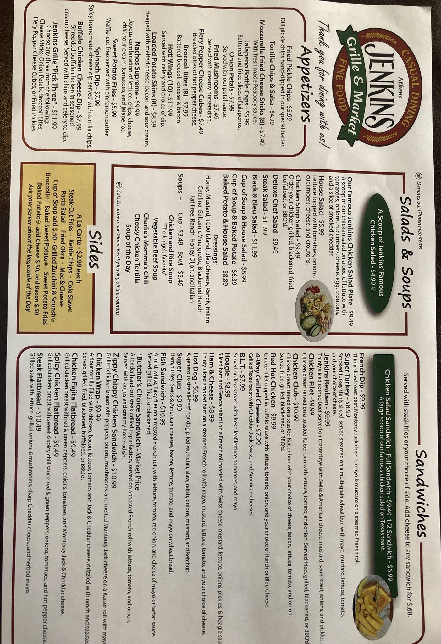 Menu at Jenkins Grille & Market restaurant, Athens