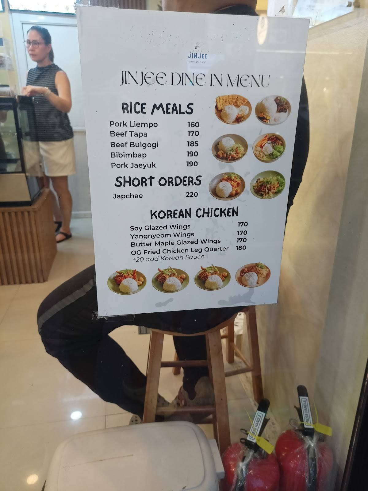 Menu at JinJee Korean Cafe, Manila