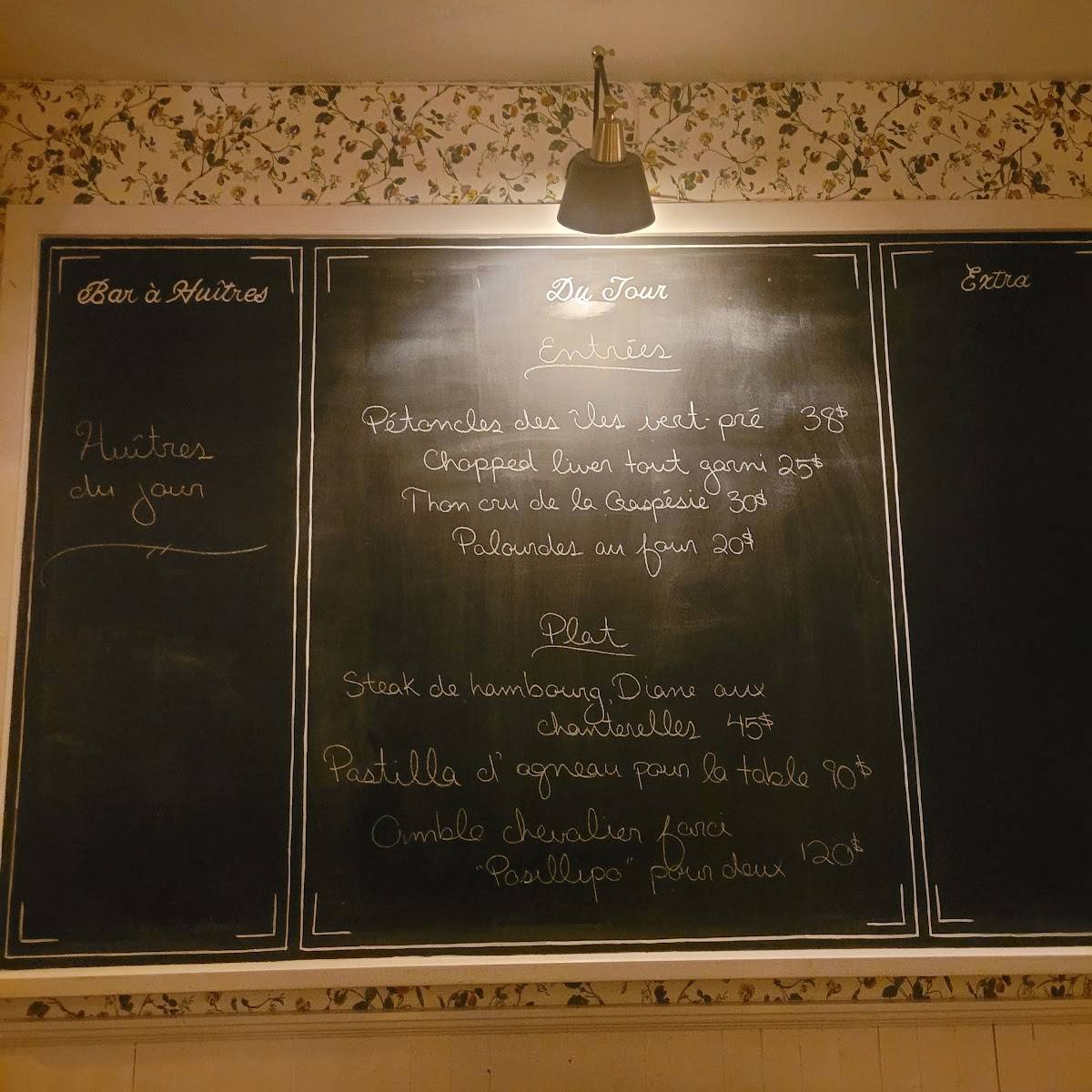 Menu at Joe Beef steakhouse, Montréal